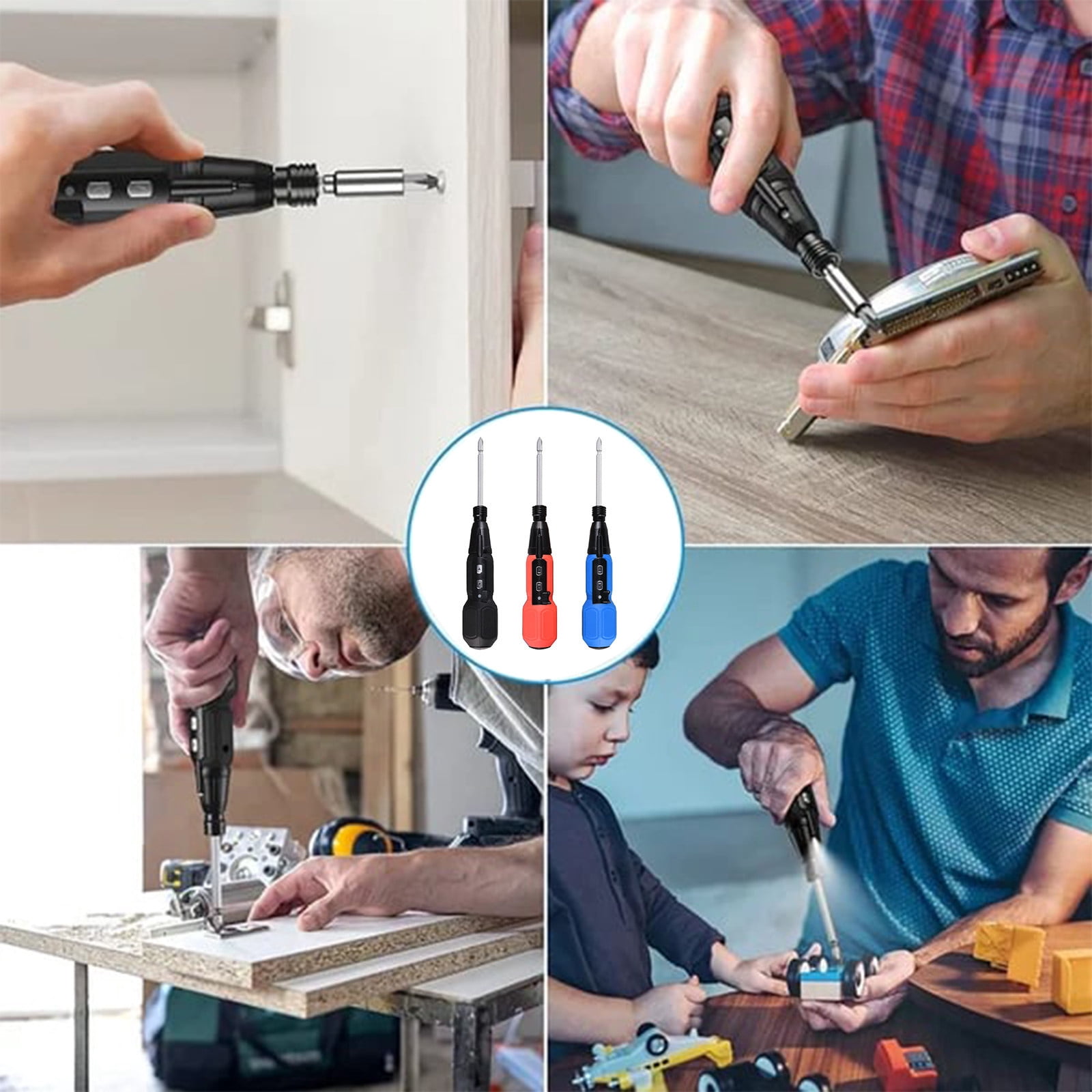 Rechargeable Screwdriver with LED Light, Electric Screwdriver with 1 ...
