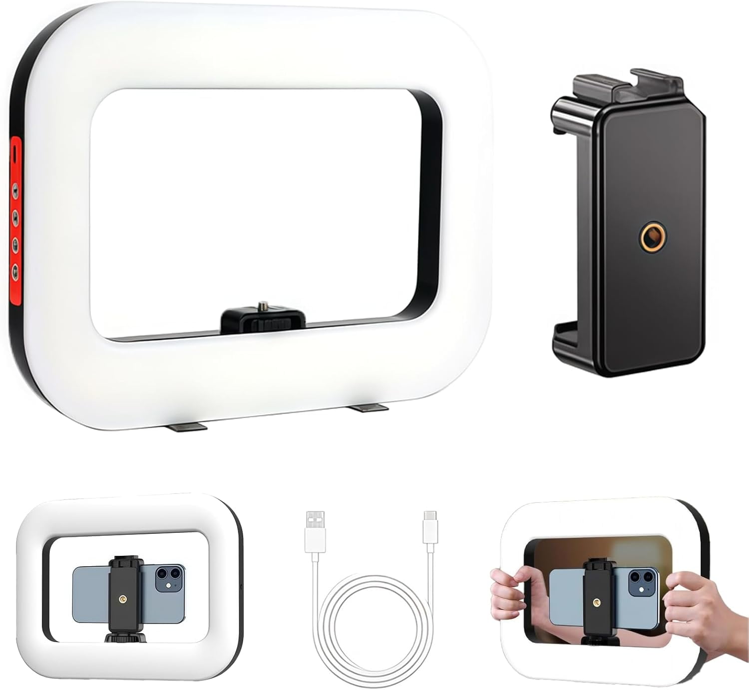Rechargeable Selfie Portable Ring Light – Adjustable Bicolor Fill ...