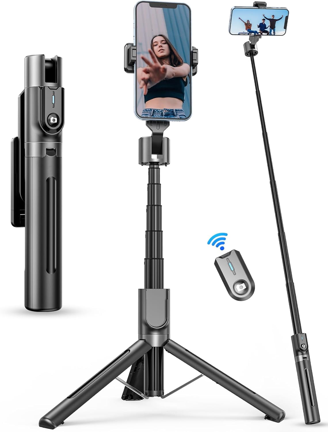 Rechargeable Selfie Stick, 1.1 Meter/43 Inch Reinforced Stable Selfie ...