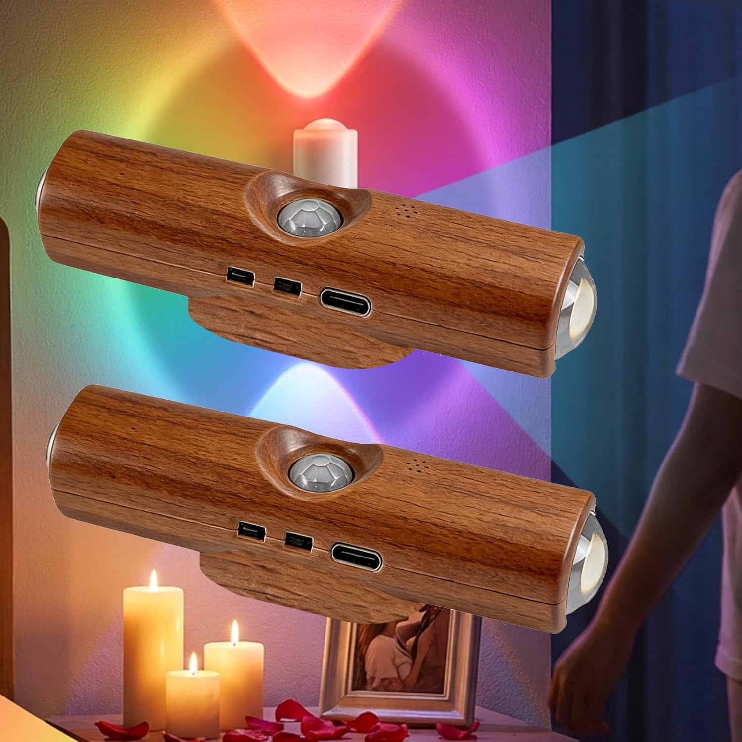 Rechargeable Smart LED Motion Sensor Ambient Light, Punch-Free Color ...