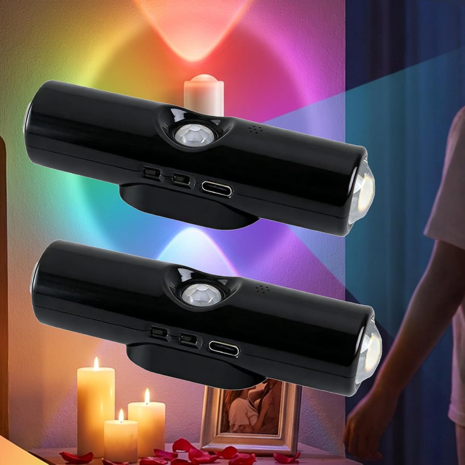 Rechargeable Smart LED Motion Sensor Ambient Light, Punch-Free Color ...