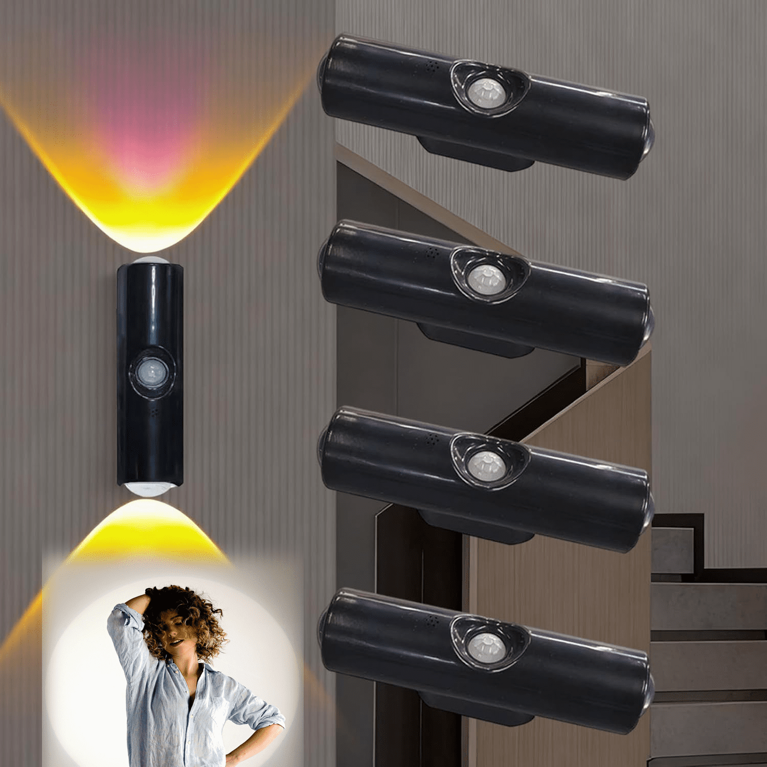 Rechargeable Smart LED Motion Sensor Ambient Light, Punch-Free Color ...