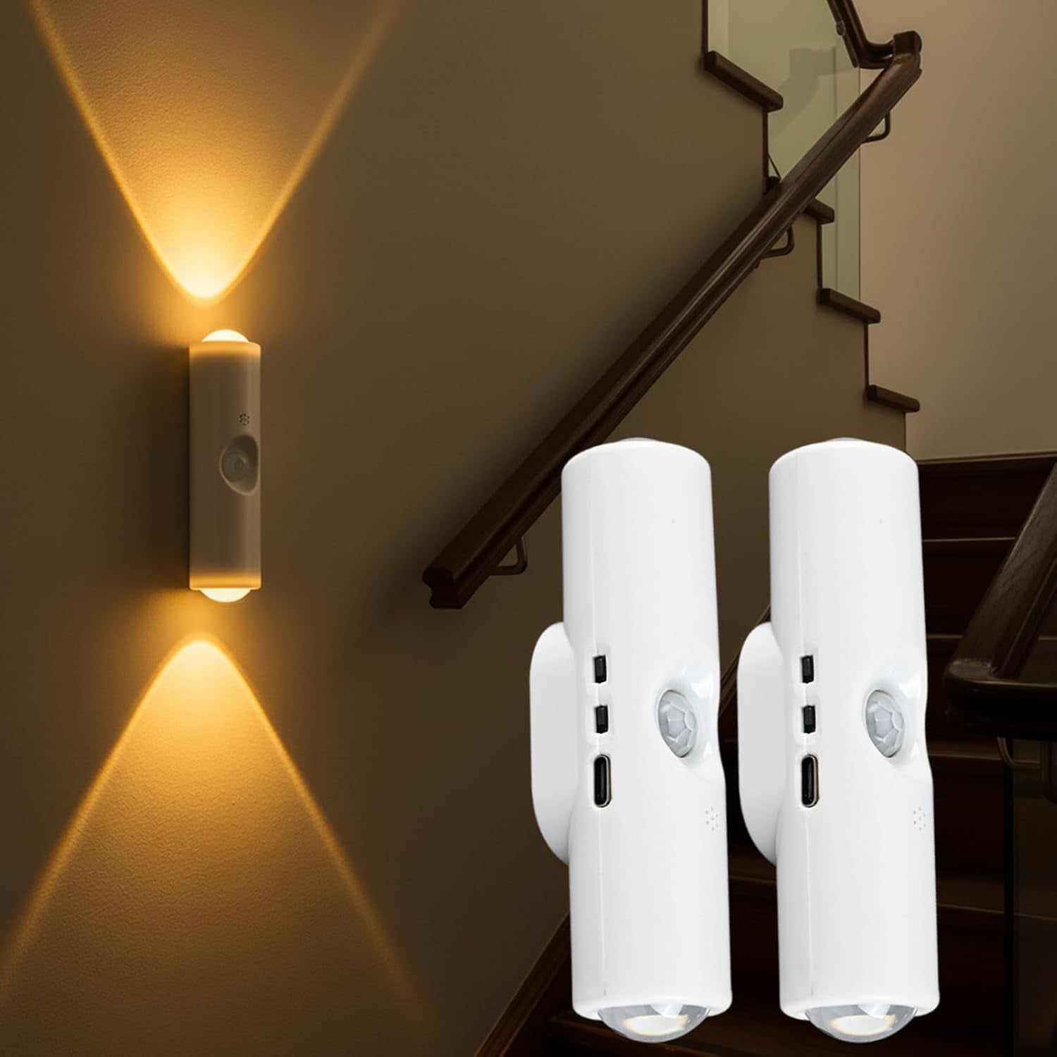 Rechargeable Smart LED Motion Sensor Ambient Light, Punch-Free Magnetic ...