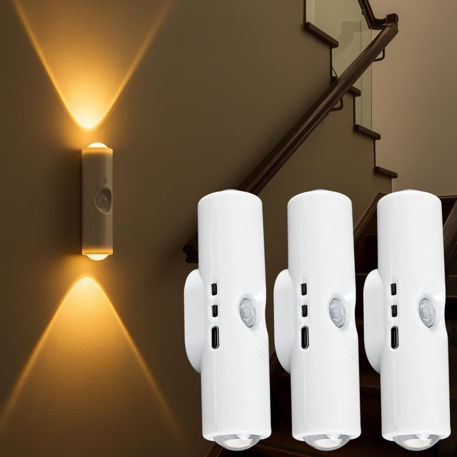 Rechargeable Smart LED Motion Sensor Ambient Light, Punch-Free Magnetic ...