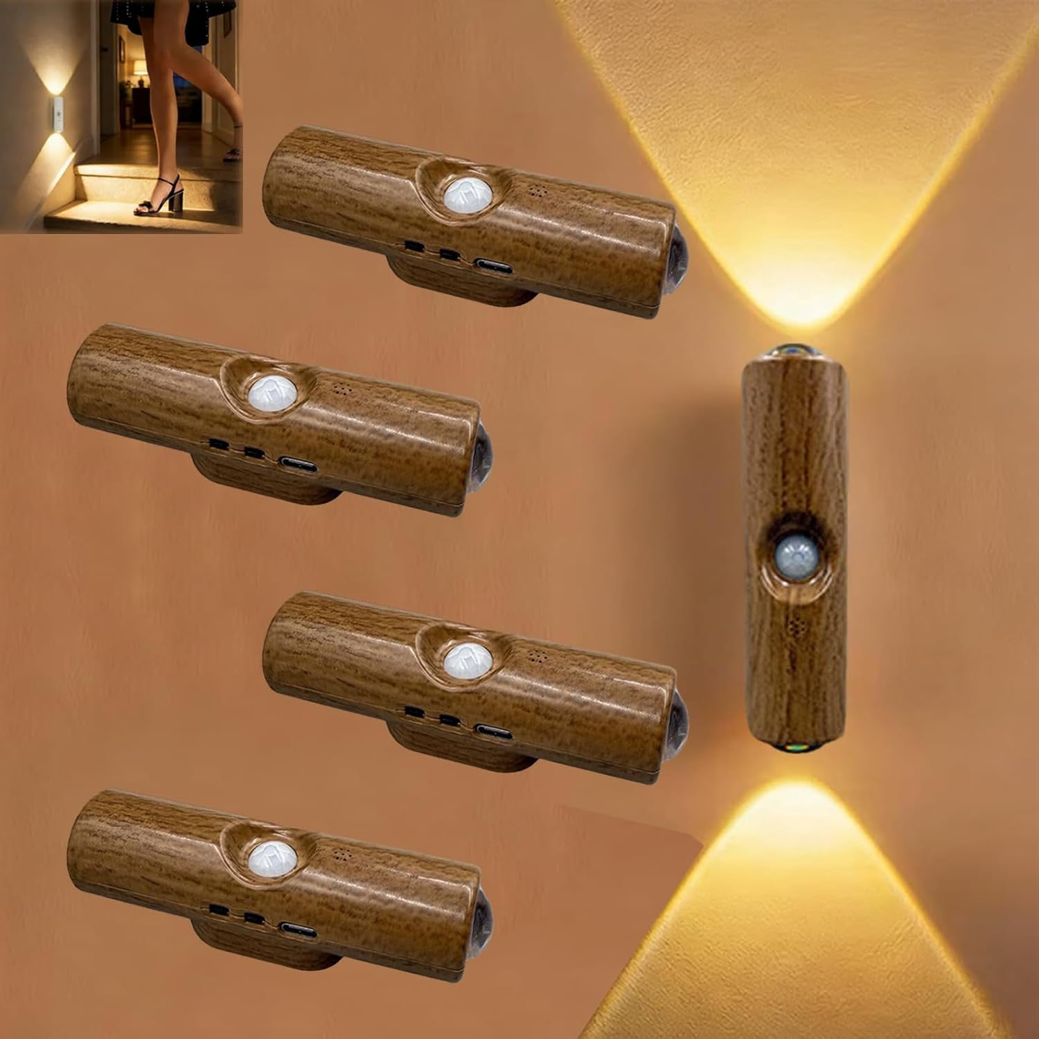 Rechargeable Smart Led Motion Sensor Ambient Light,Magnetic Mount Punch ...