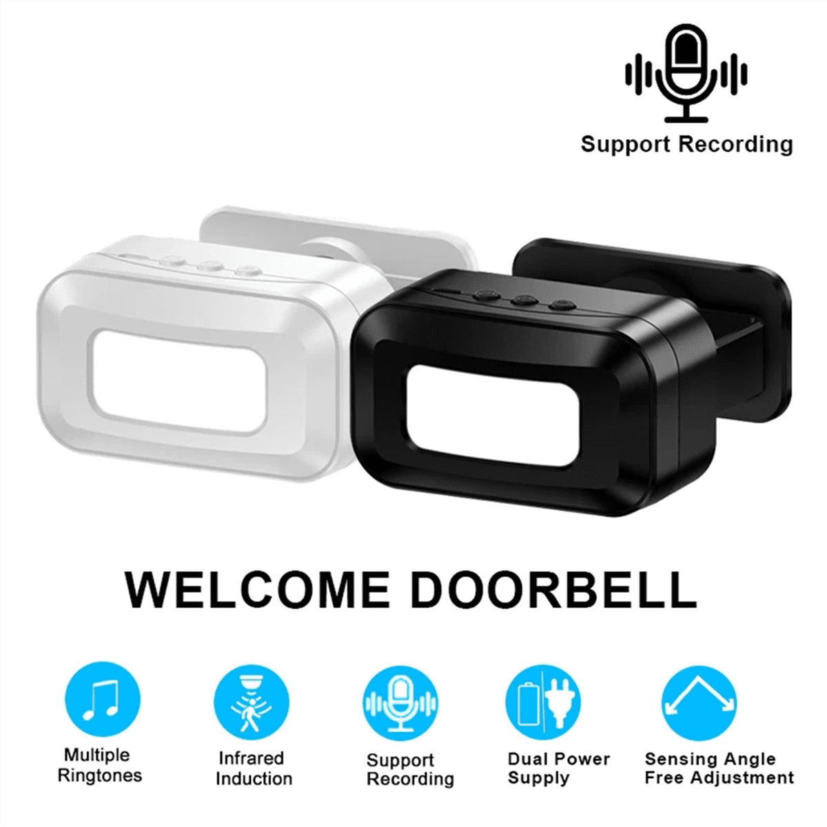 Rechargeable Smart Welcome Doorbell Welcome Sensor Wireless Welcome Doorbell Voice Reminder for ...