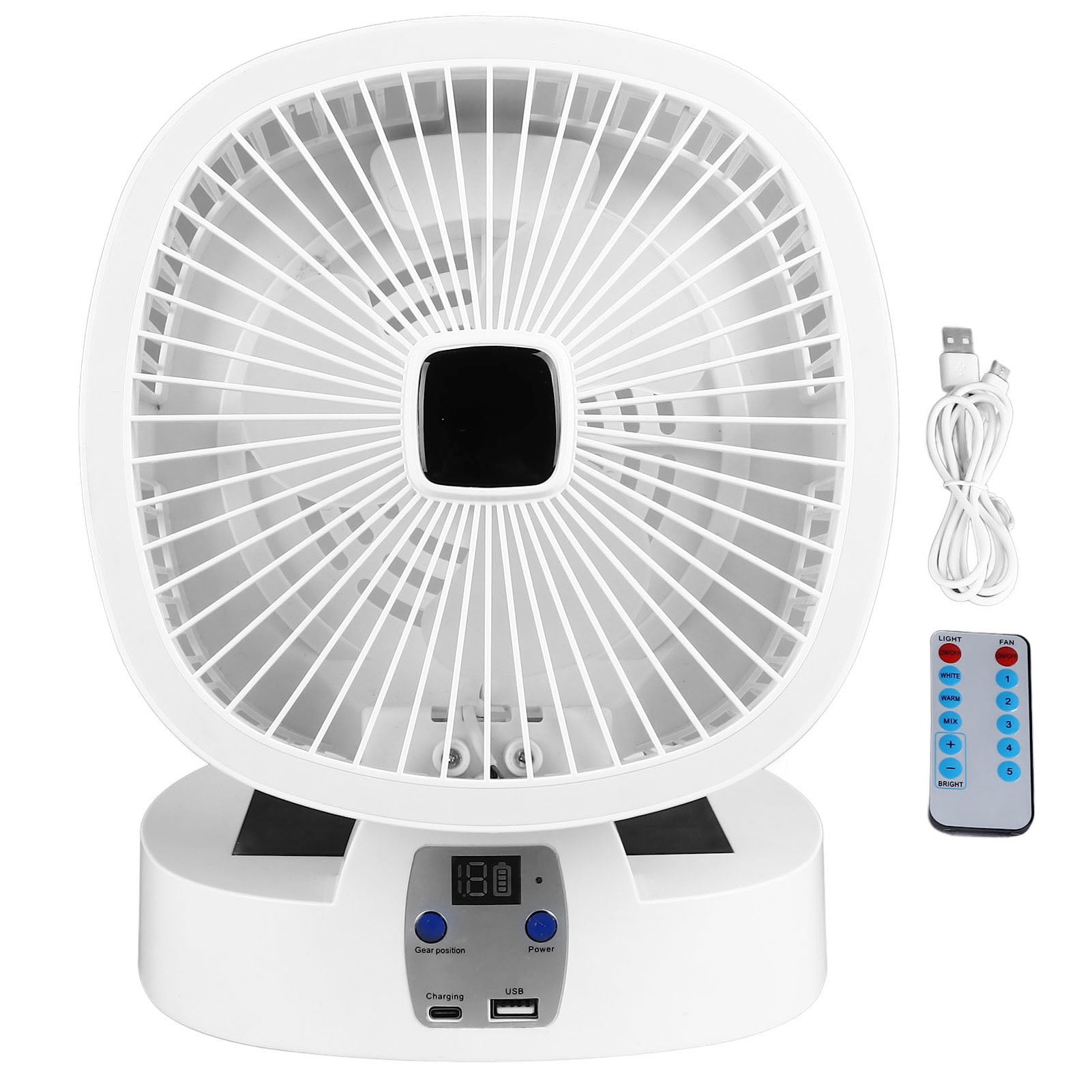 Rechargeable Solar Fan: 5 Speed, Folding Design, 10000mAh Power Bank ...