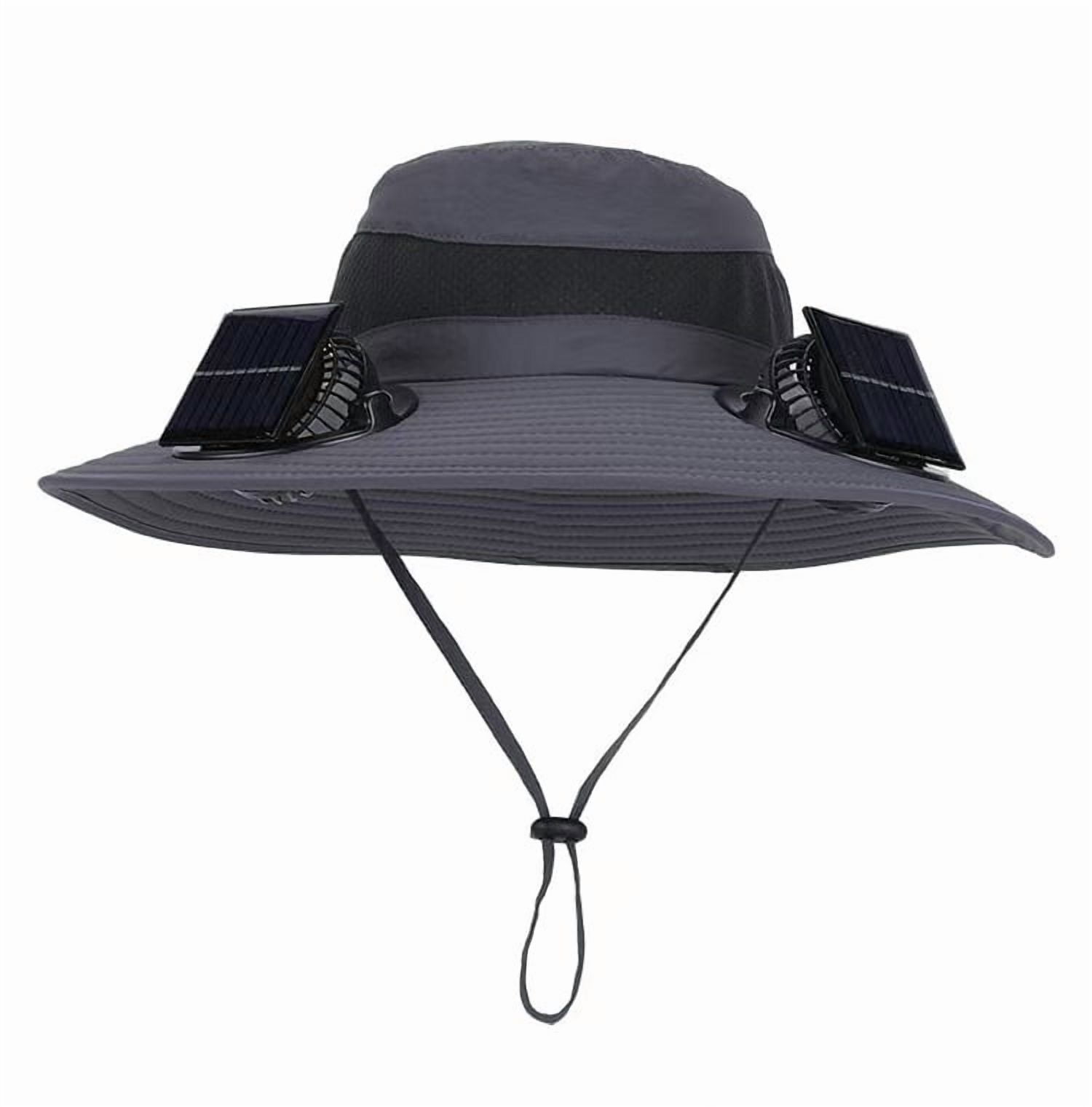 Rechargeable Solar Fan Hat, Wide Brim Sun Hat for Fishing, Hiking ...