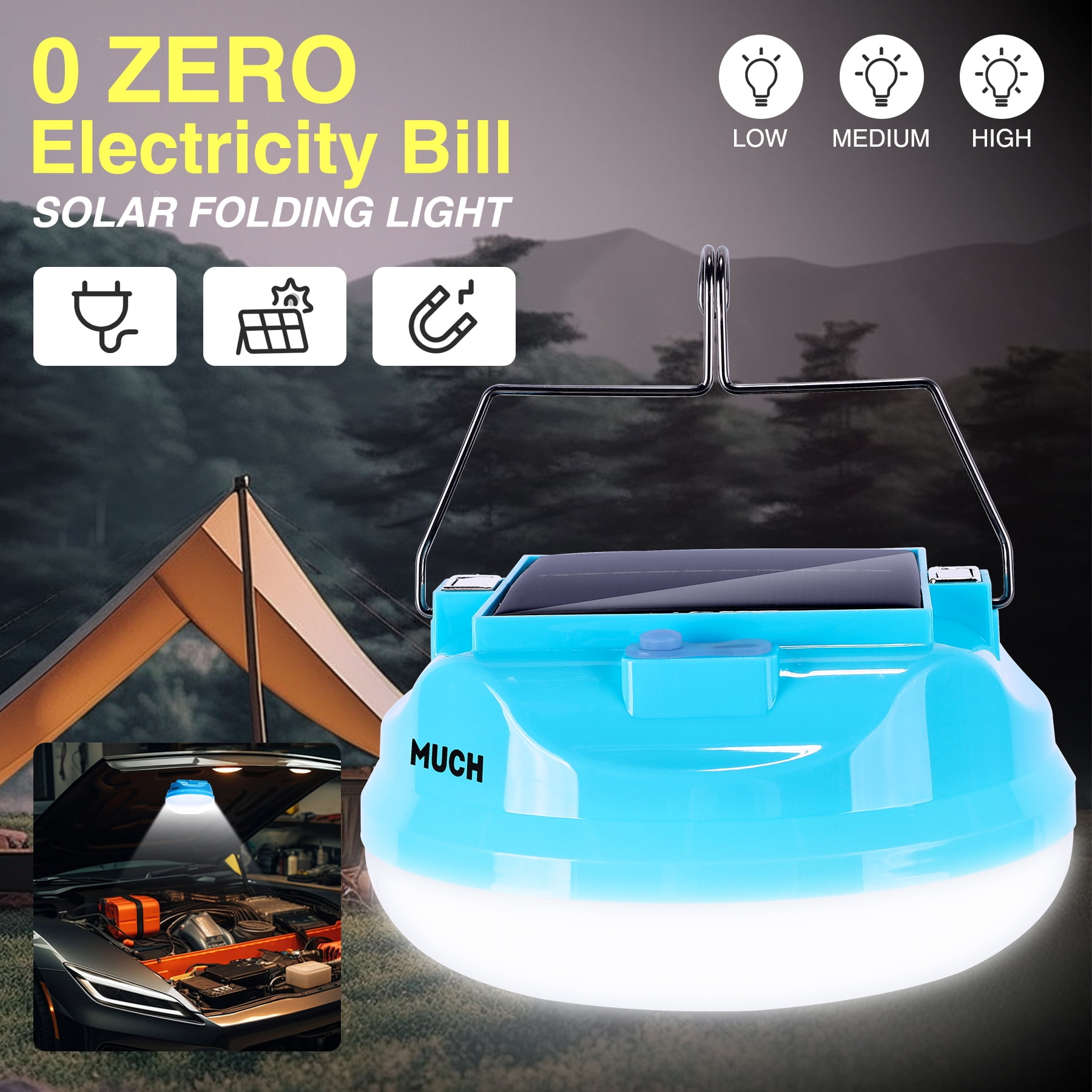 Rechargeable Solar Lights 9000K Brightness, Solar Panel Outdoor Lights ...