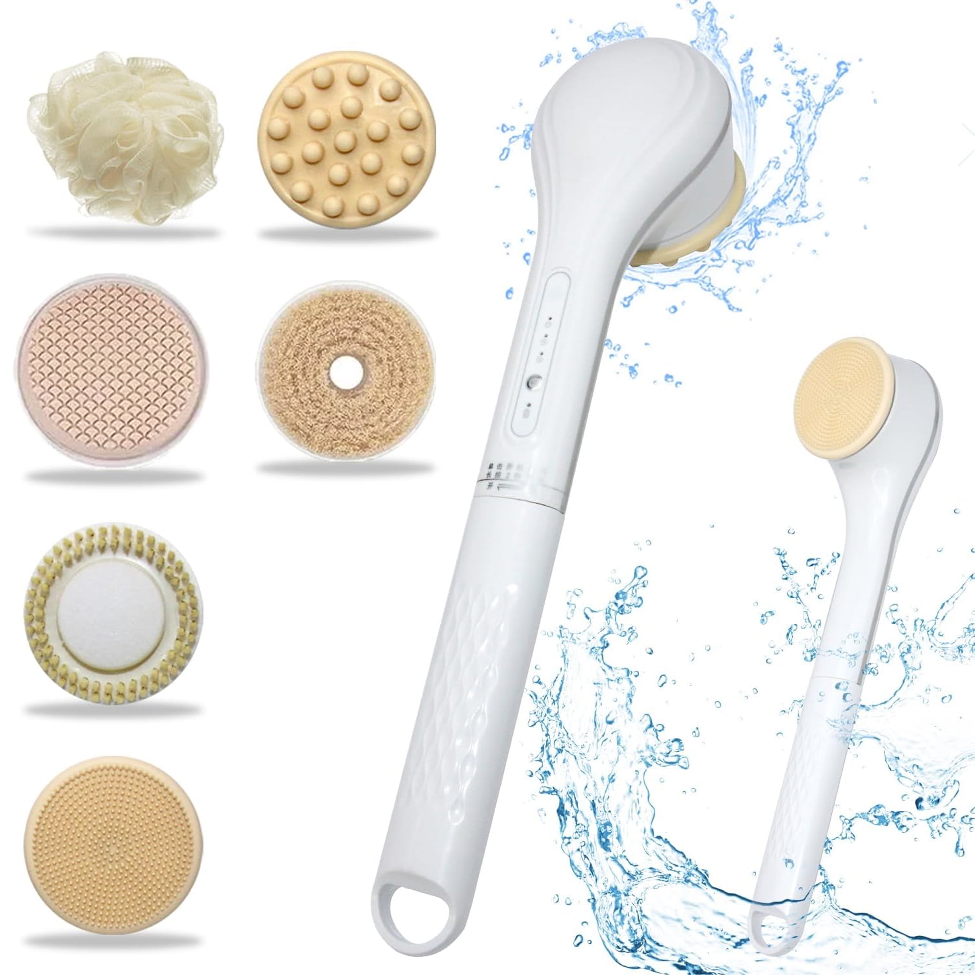 Rechargeable Spin Skin Brush with 7 Brush Heads, Electric Body Brush ...