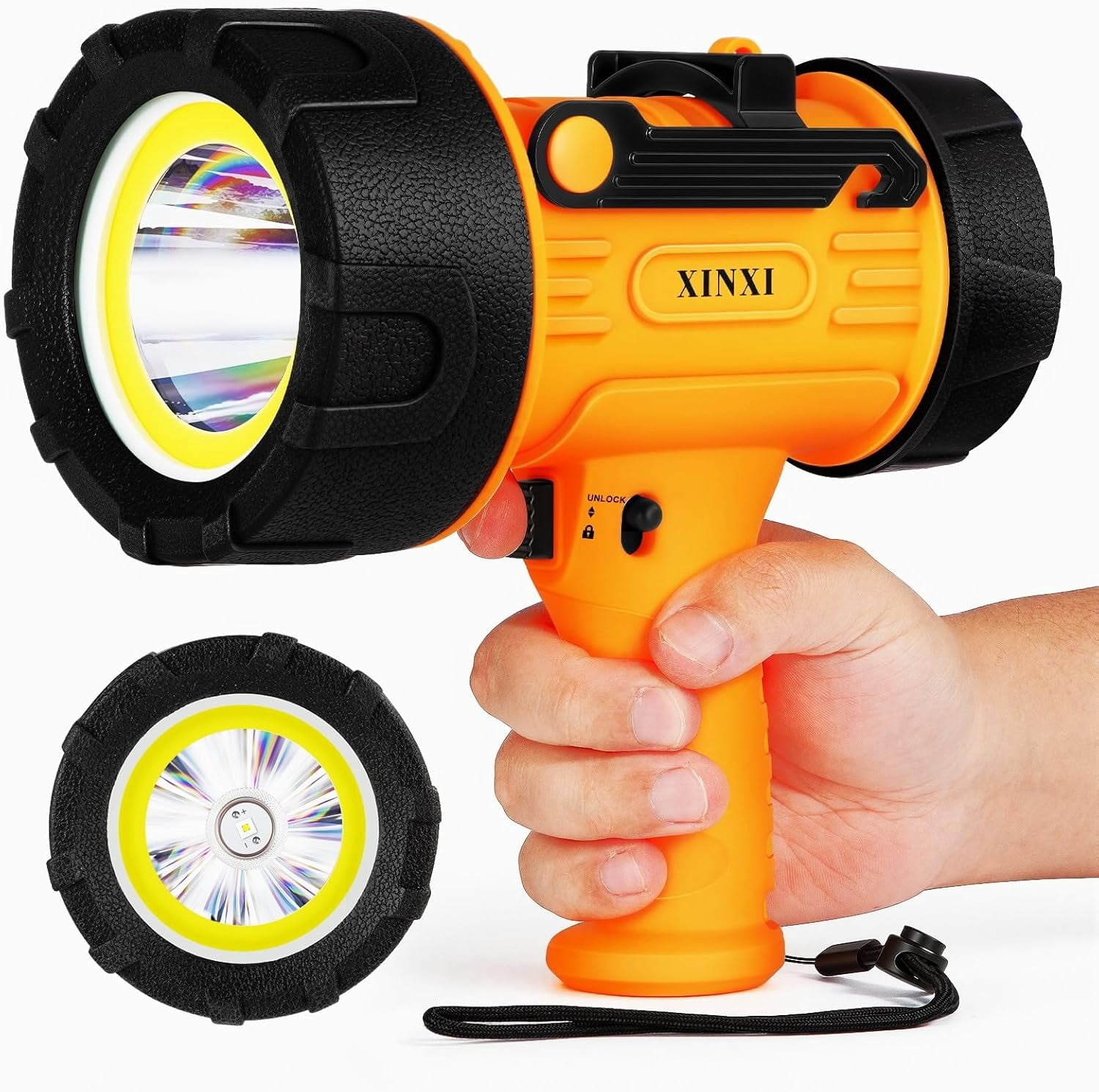 Rechargeable Spotlight 1,000,000 Lumens with COB Floodlight, IP67 ...