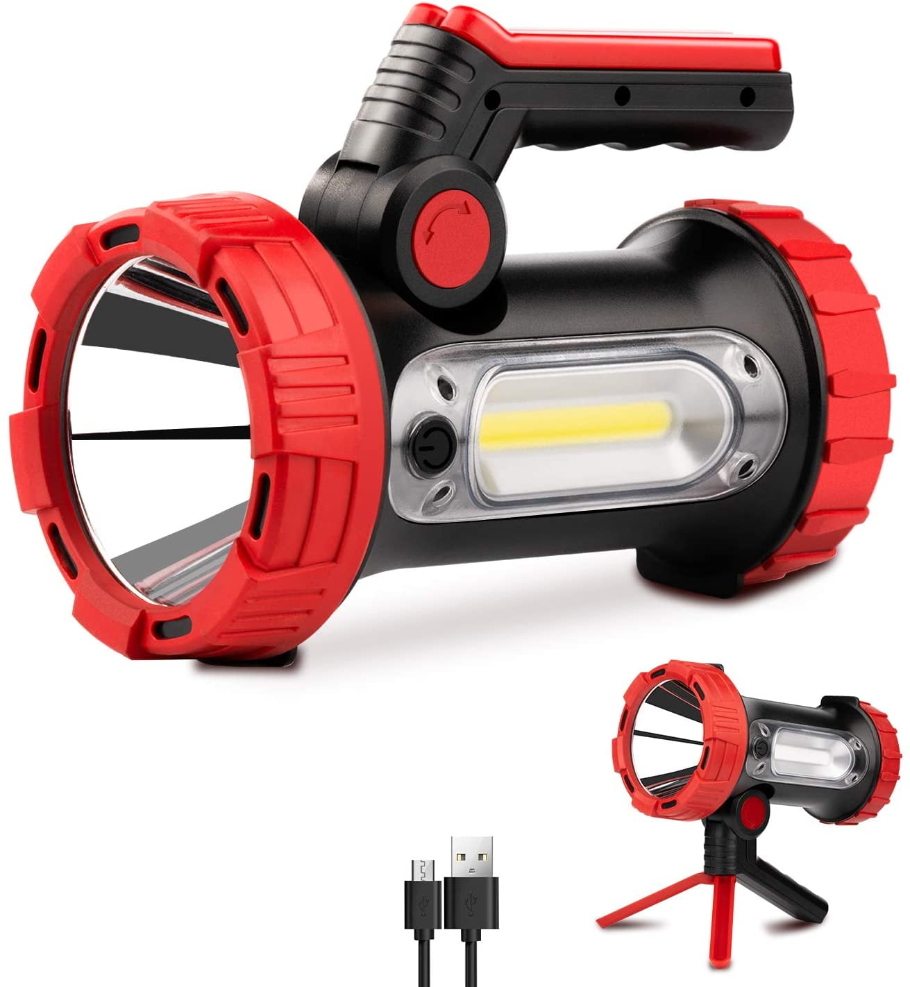 Rechargeable Spotlight, 6000Lumens LED Spotlight Flashlight 6 Modes ...