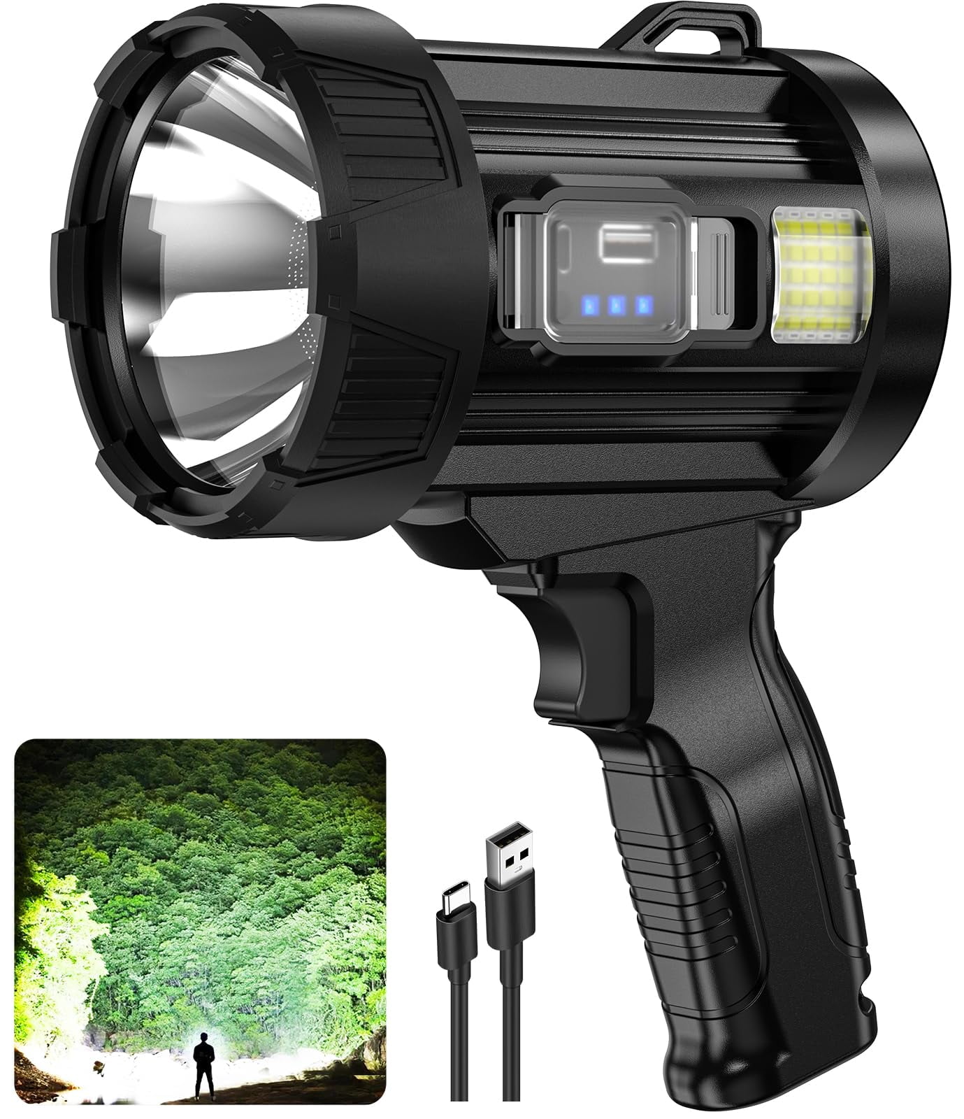 Rechargeable Spotlight, 99,000 Lumens Super Bright Handheld Led ...