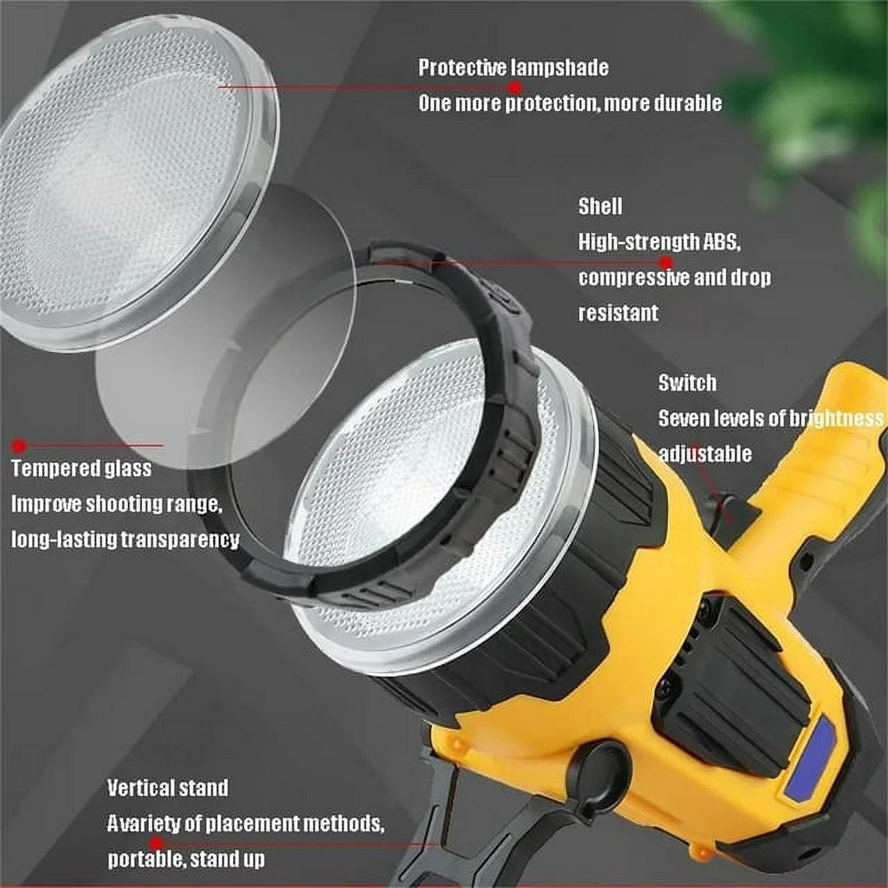Rechargeable Spotlight, Bright 5000 Lumen LED Handheld Spotlight ...