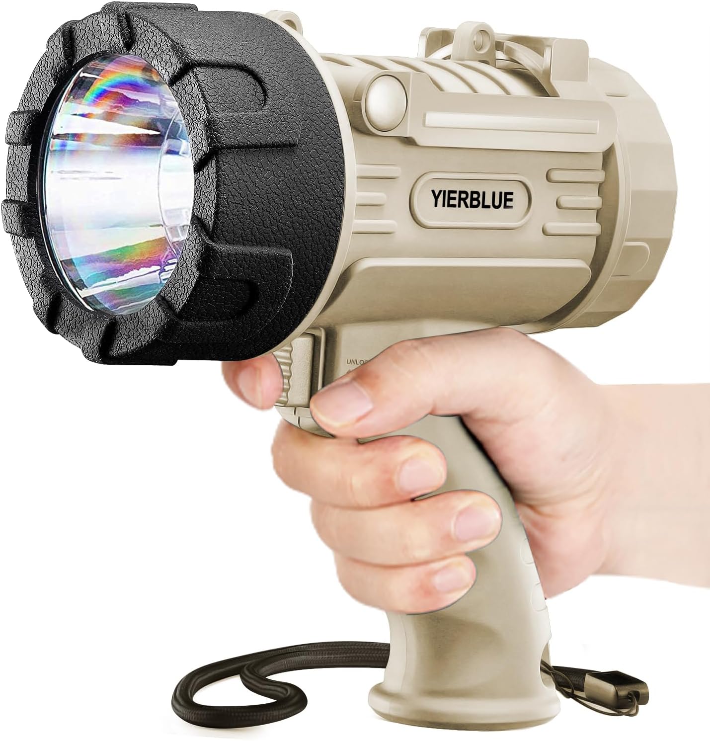 Rechargeable Spotlight Flashlight with 1000,000 Lumen LED, IP67 ...