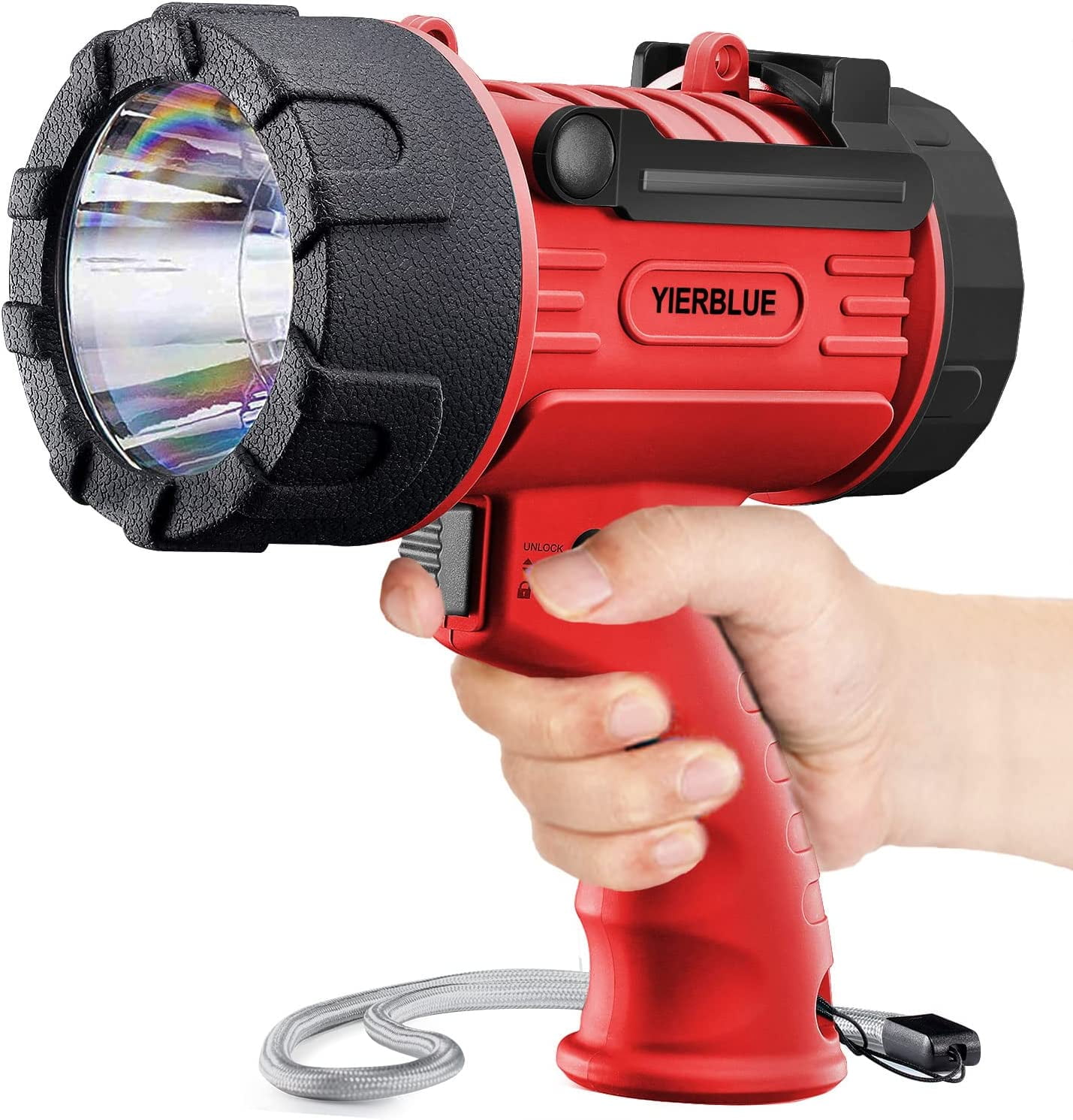 Rechargeable Spotlight Flashlight with 1000,000 Lumen LED, IP67 ...