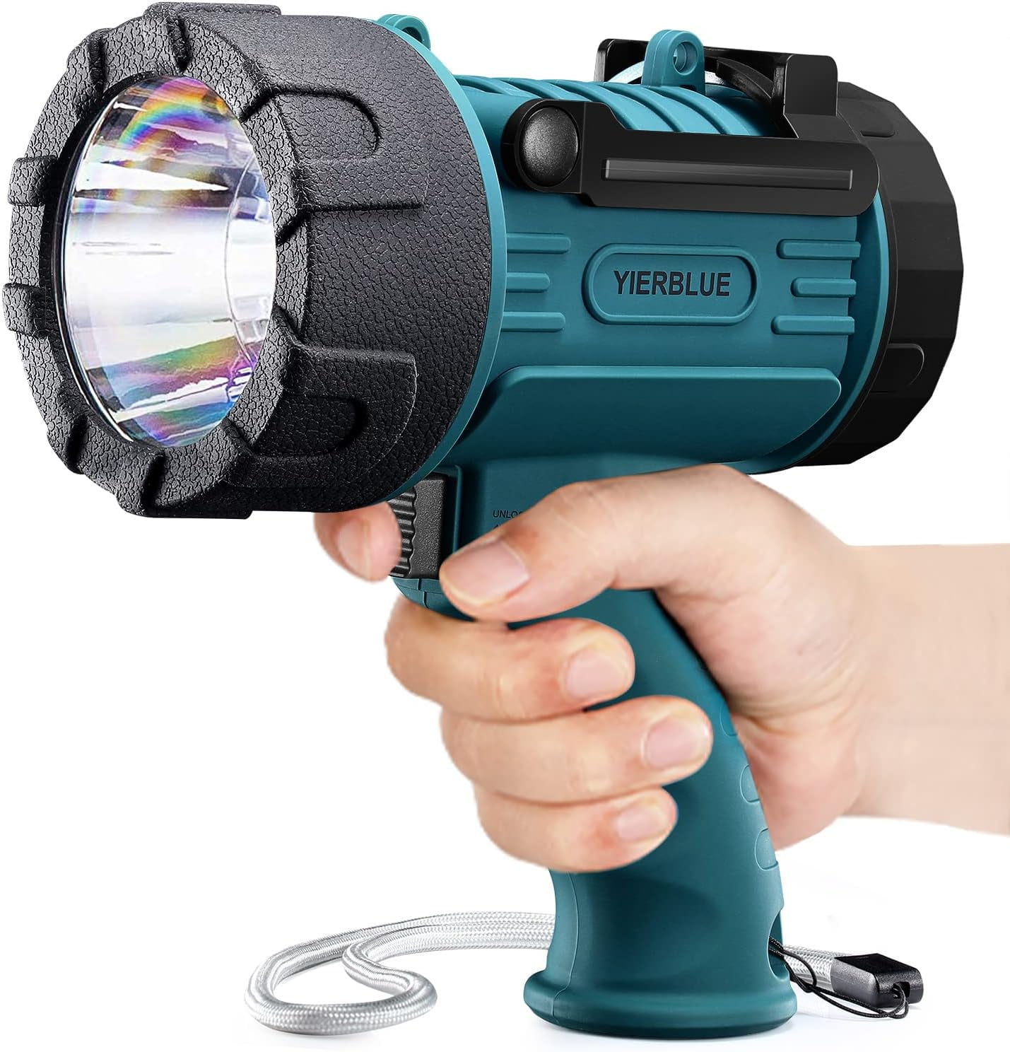 Rechargeable Spotlight Flashlight with 1000,000 Lumen LED, IP67 ...