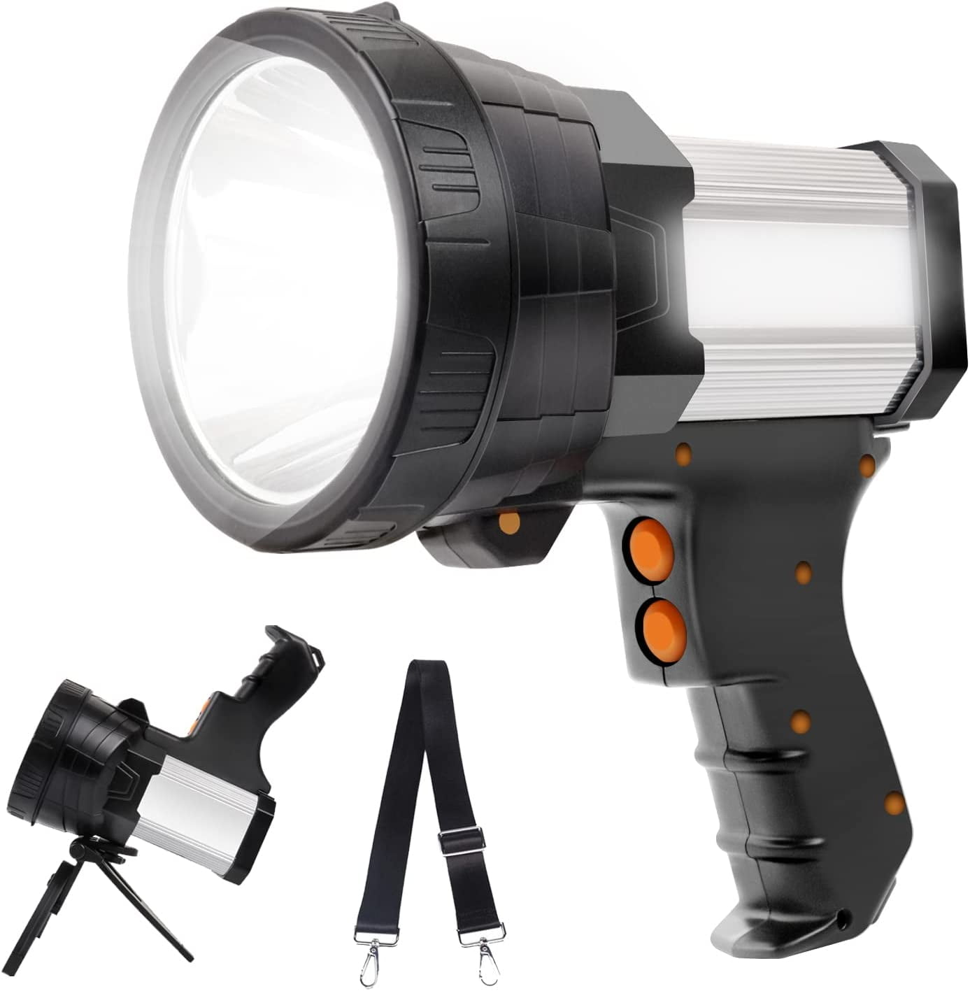 Rechargeable Spotlight Flashlight, 10000 Lumen LED Handheld Spotlight ...