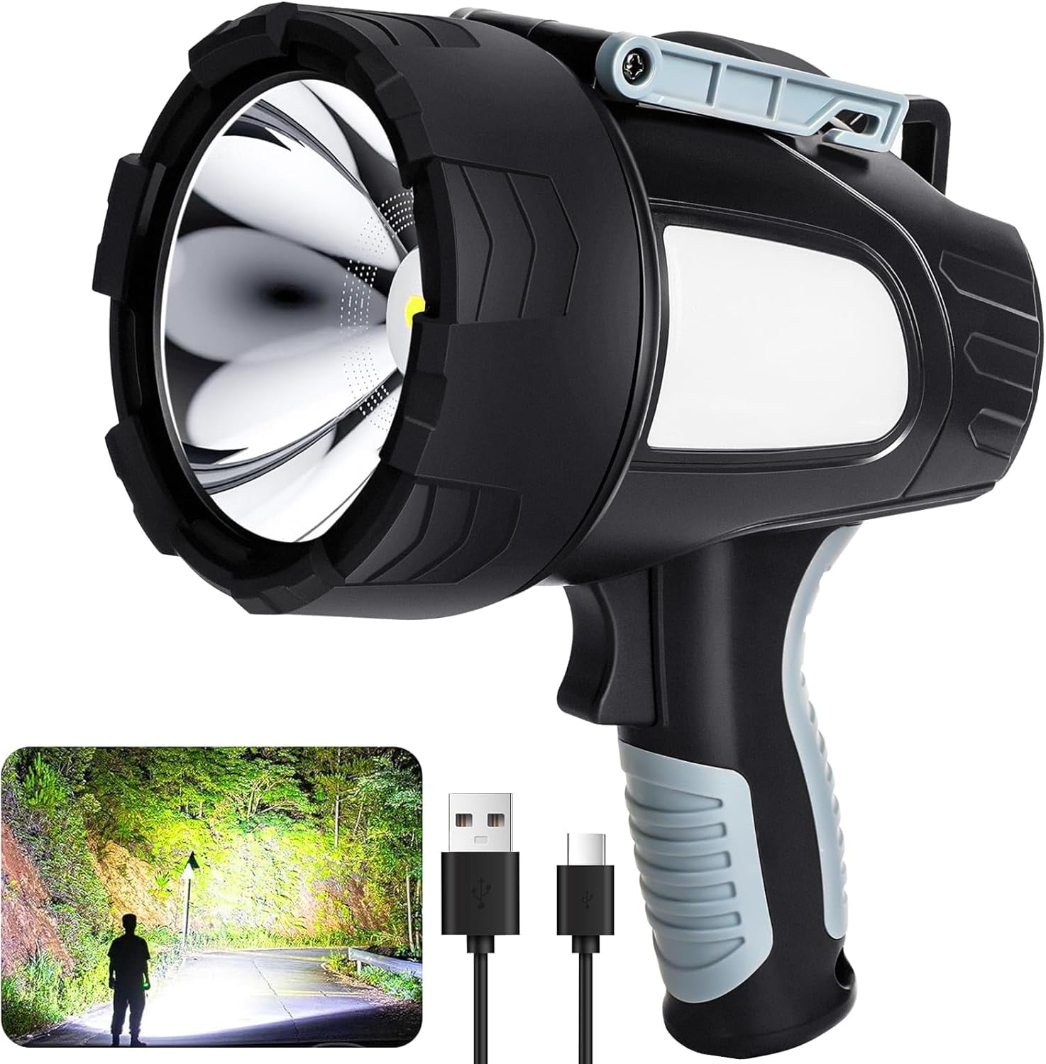 Rechargeable Spotlight Flashlight, 990,000 Lumen Super Bright Led ... Rechargeable Spotlight Flashlight, 990,000 Lumen Super Bright Led ...
