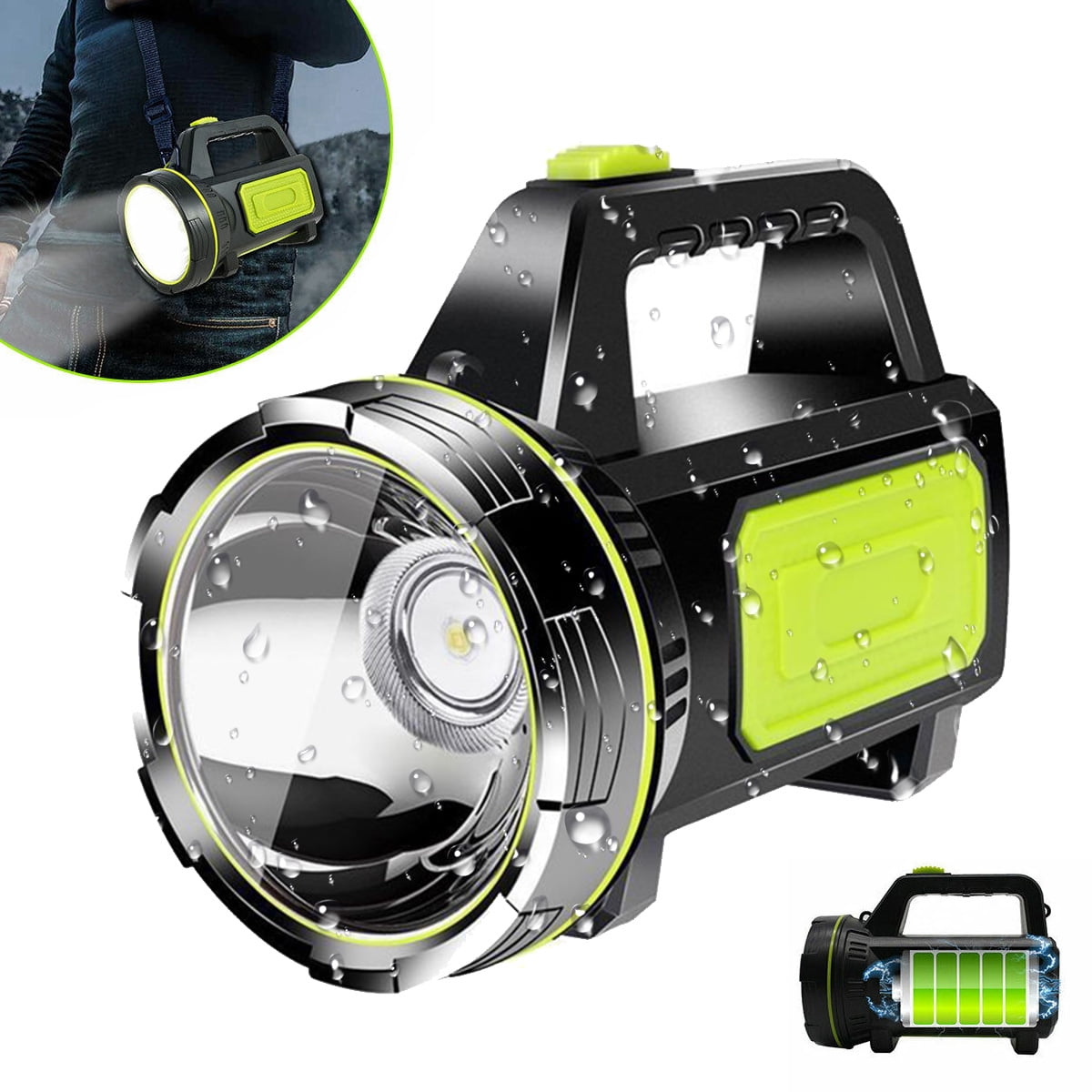 Rechargeable Spotlight Flashlight, High Lumen Handheld Searchlight ...