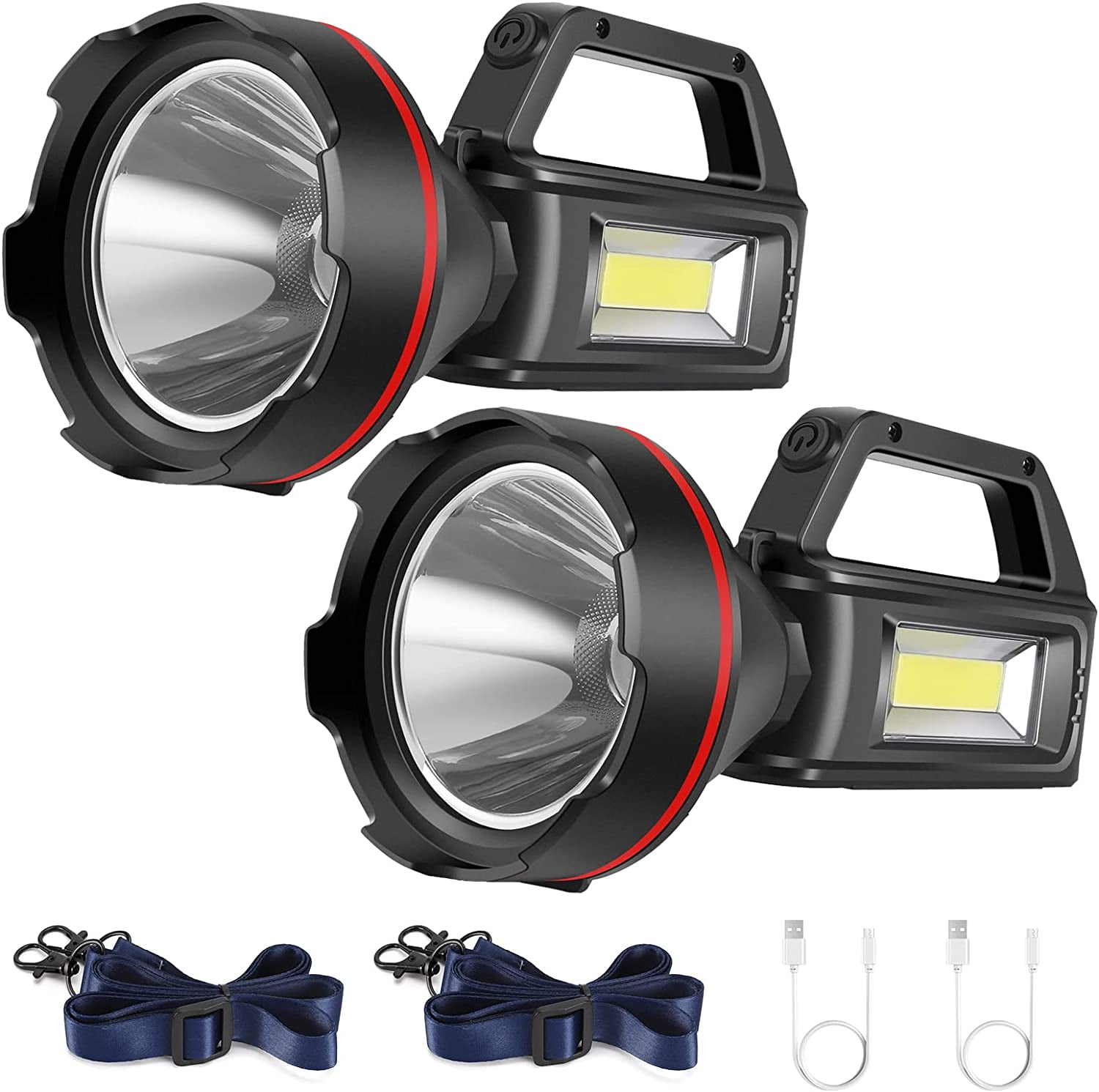 Rechargeable Spotlight Flashlight, High Lumens Handheld Spotlight,LED ...