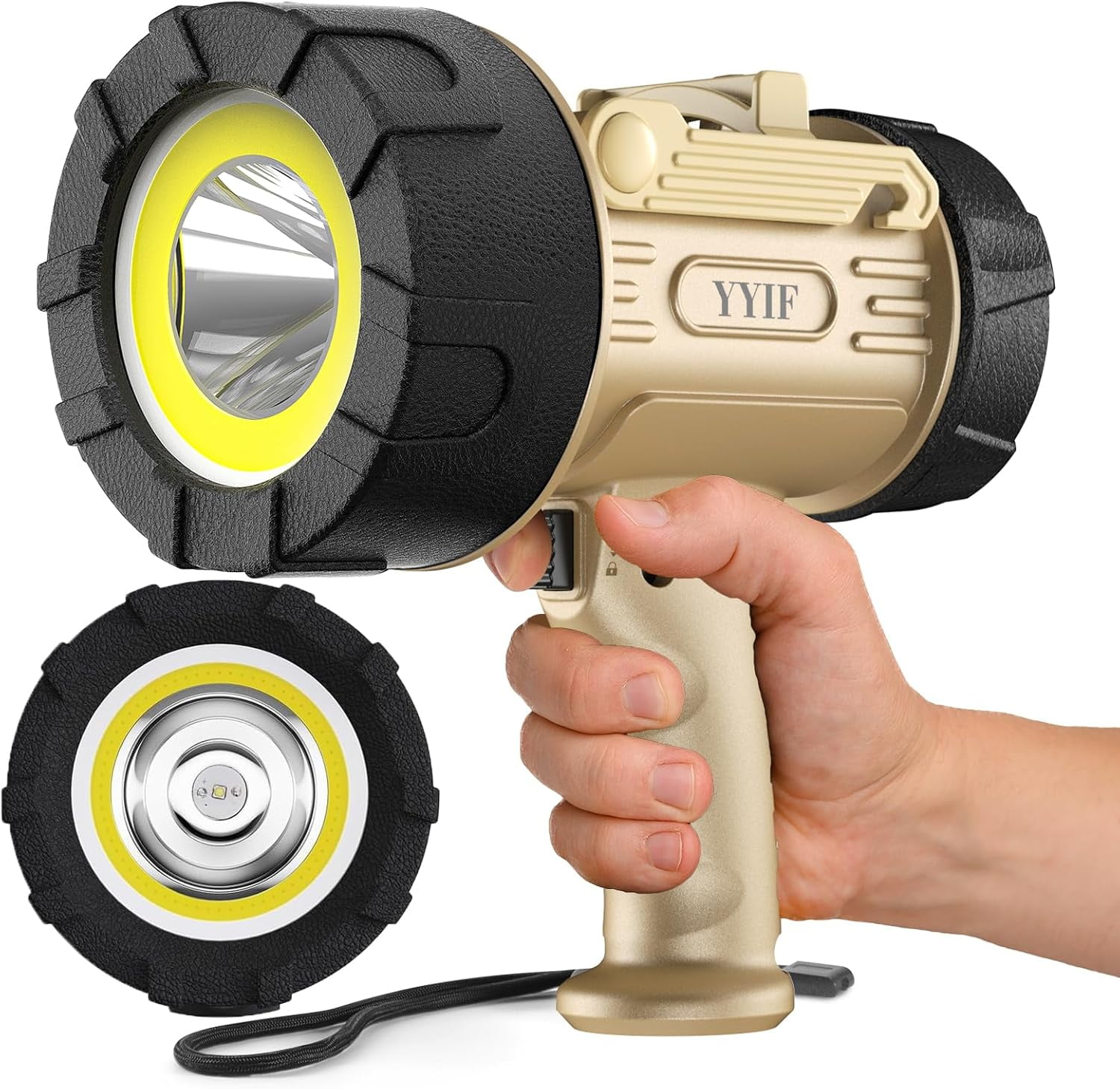Rechargeable Spotlight, Handheld Spotlight with COB Floodlight, IP67 ...
