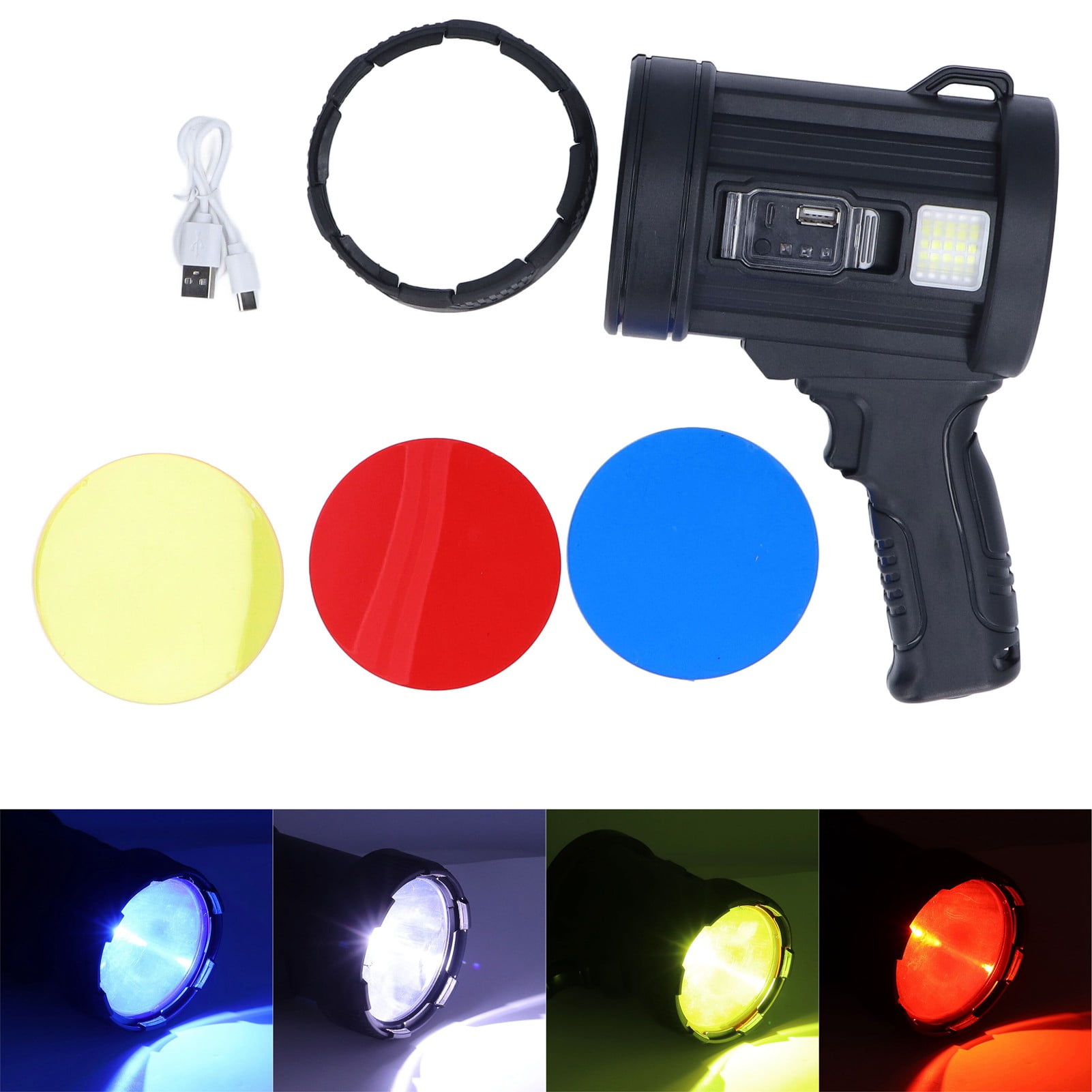 Rechargeable Spotlight: Long,Lasting Battery, 6 Light Levels, Red/Blue ...