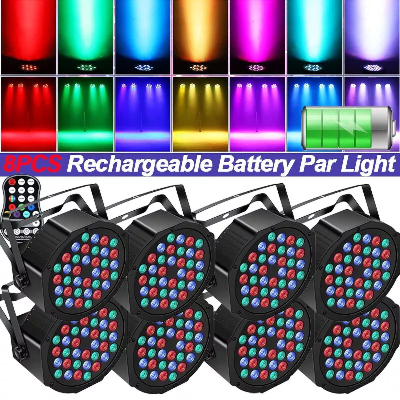 Rechargeable Stage Lights, 8pcs Wireless LED Par Lights DJ Uplights ...
