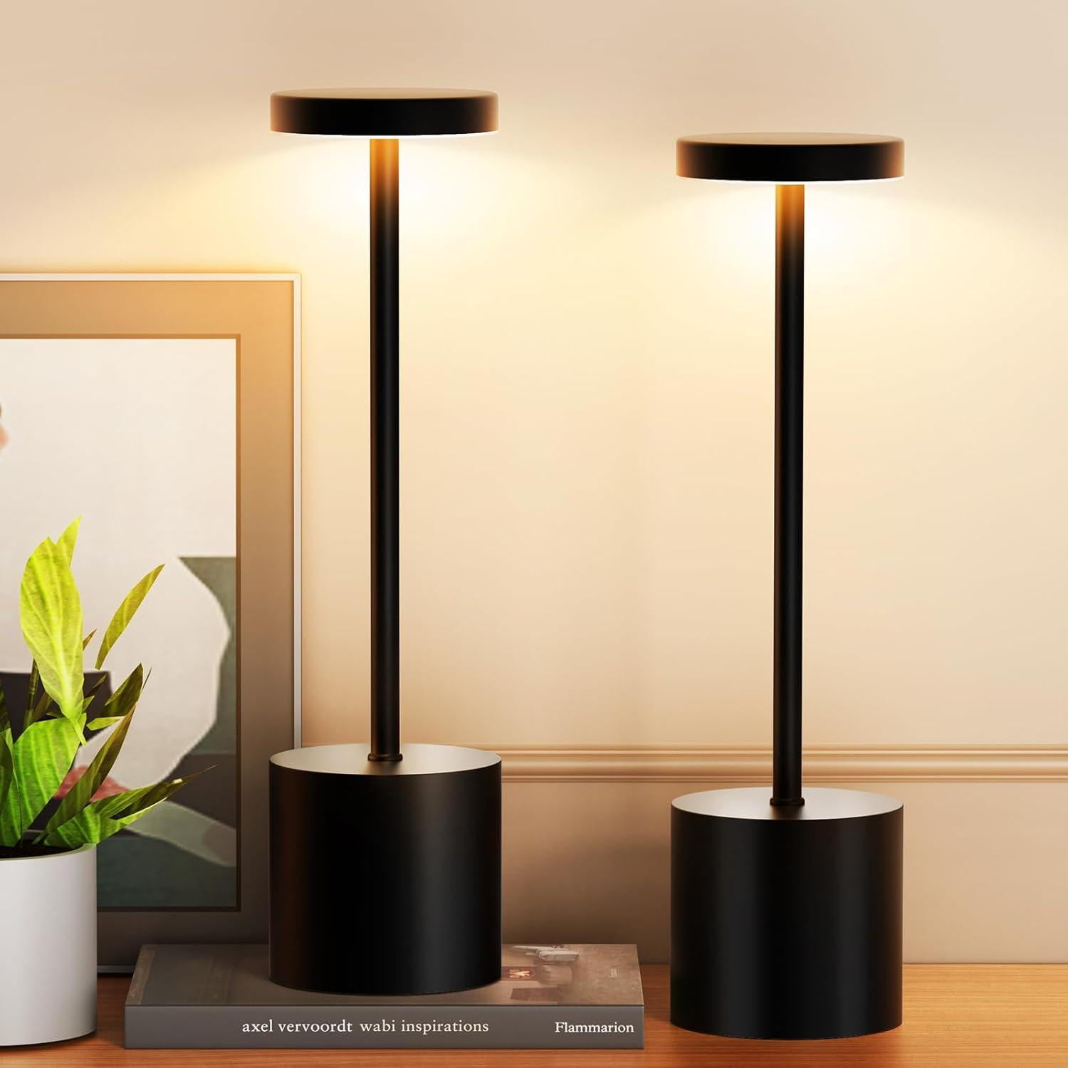Rechargeable Table Lamp – 2 Pack Touch Lamps, Cordless Desk Lamp ...