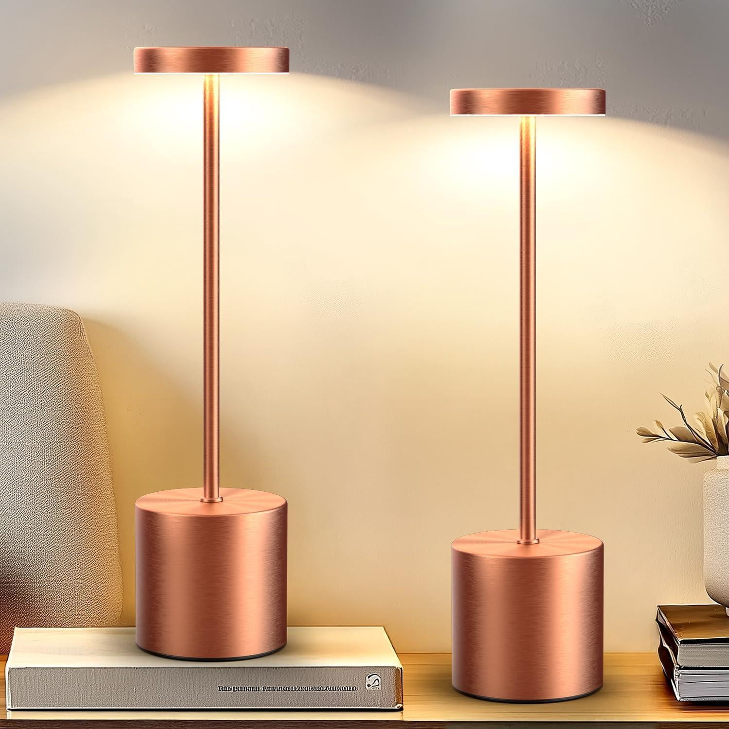 Rechargeable Table Lamp – 2 Pack Touch Lamps, Cordless Desk Lamp ...