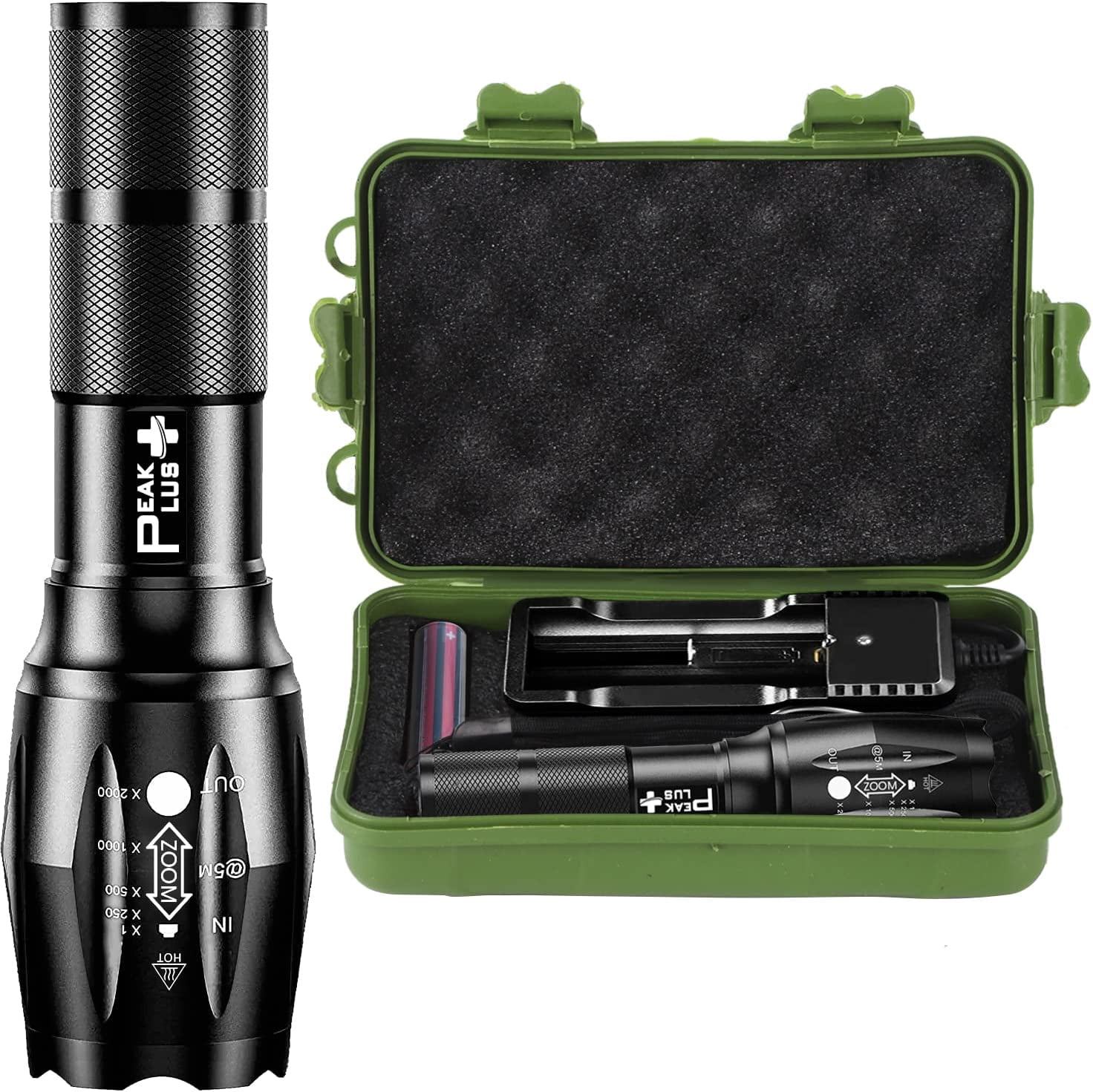 PeakPlus Rechargeable Tactical Flashlight LFX1000 (Rechargeable Battery ...