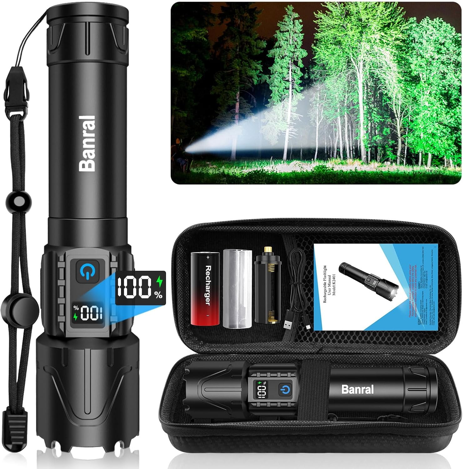 Rechargeable Tactical Flashlights High Lumens - Super Bright LED Powerful Flash Light ...