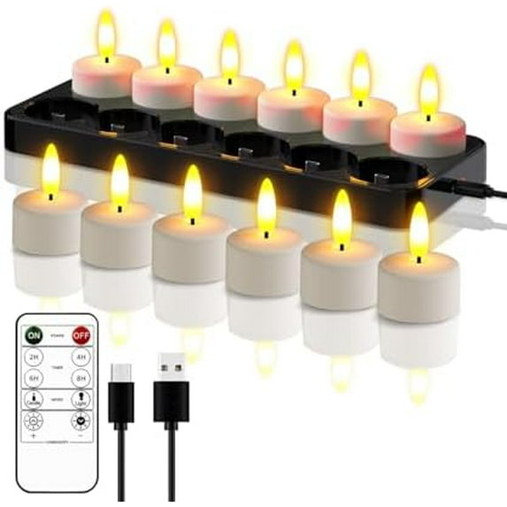 Rechargeable Tea Light Flameless Candle with Remote Control,Flickering ...