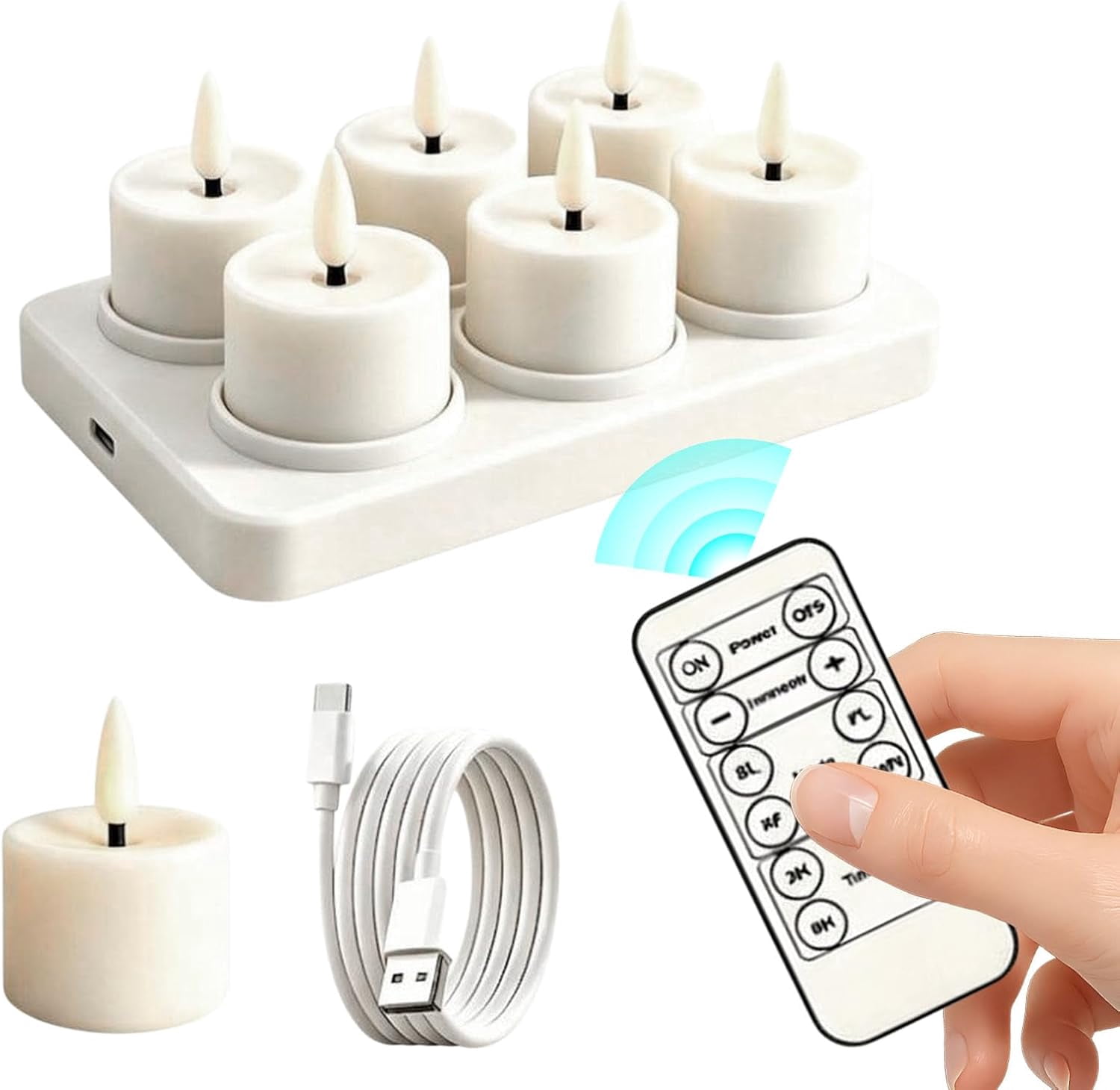Rechargeable Tea Lights Candles with Remote, Timer and Charging Base ...