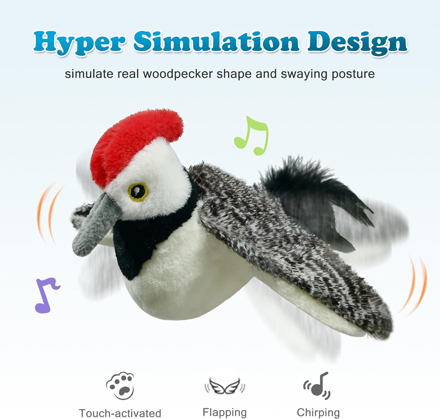 Rechargeable Touch-Activated Woodpecker Cat Toy – Flapping Wings ...