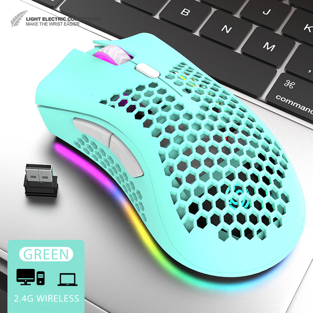 Rechargeable USB 2.4G Wireless RGB Light Honeycomb Gaming Mouse Desktop ...