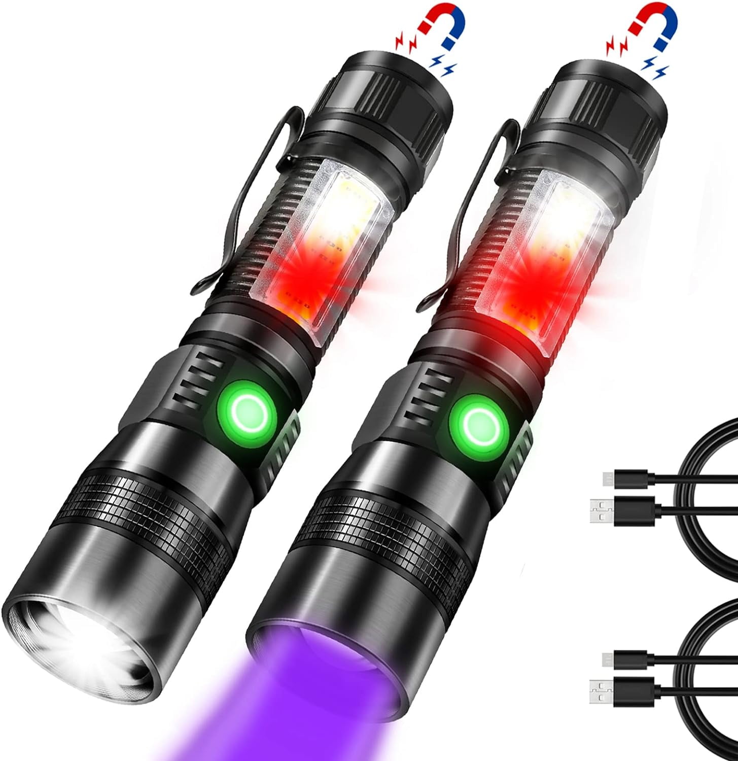 Rechargeable UV flashlight, 3in1 tactical flashlight led UV black light ...