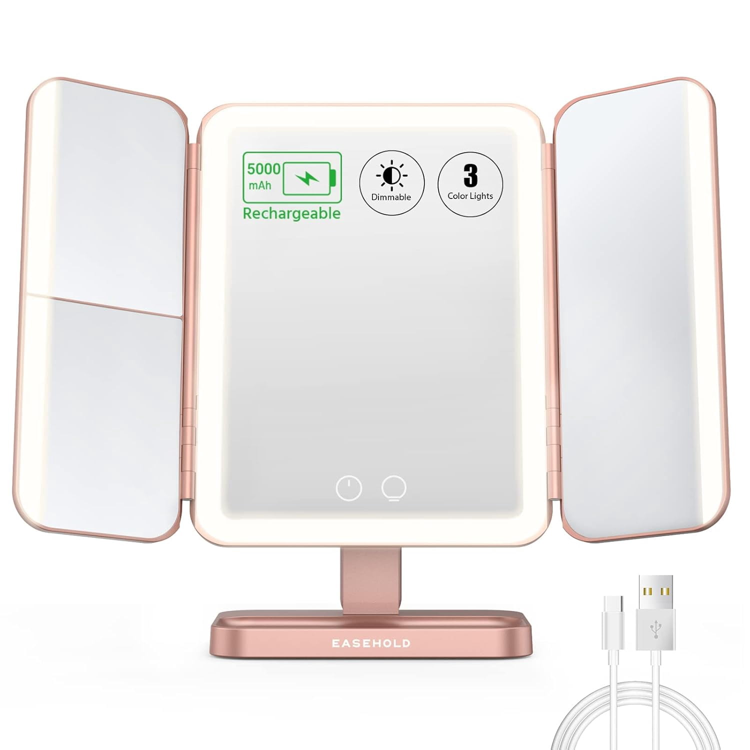 Rechargeable Vanity Mirror with Lights, 116 LEDs Make up Mirror, 3 ...