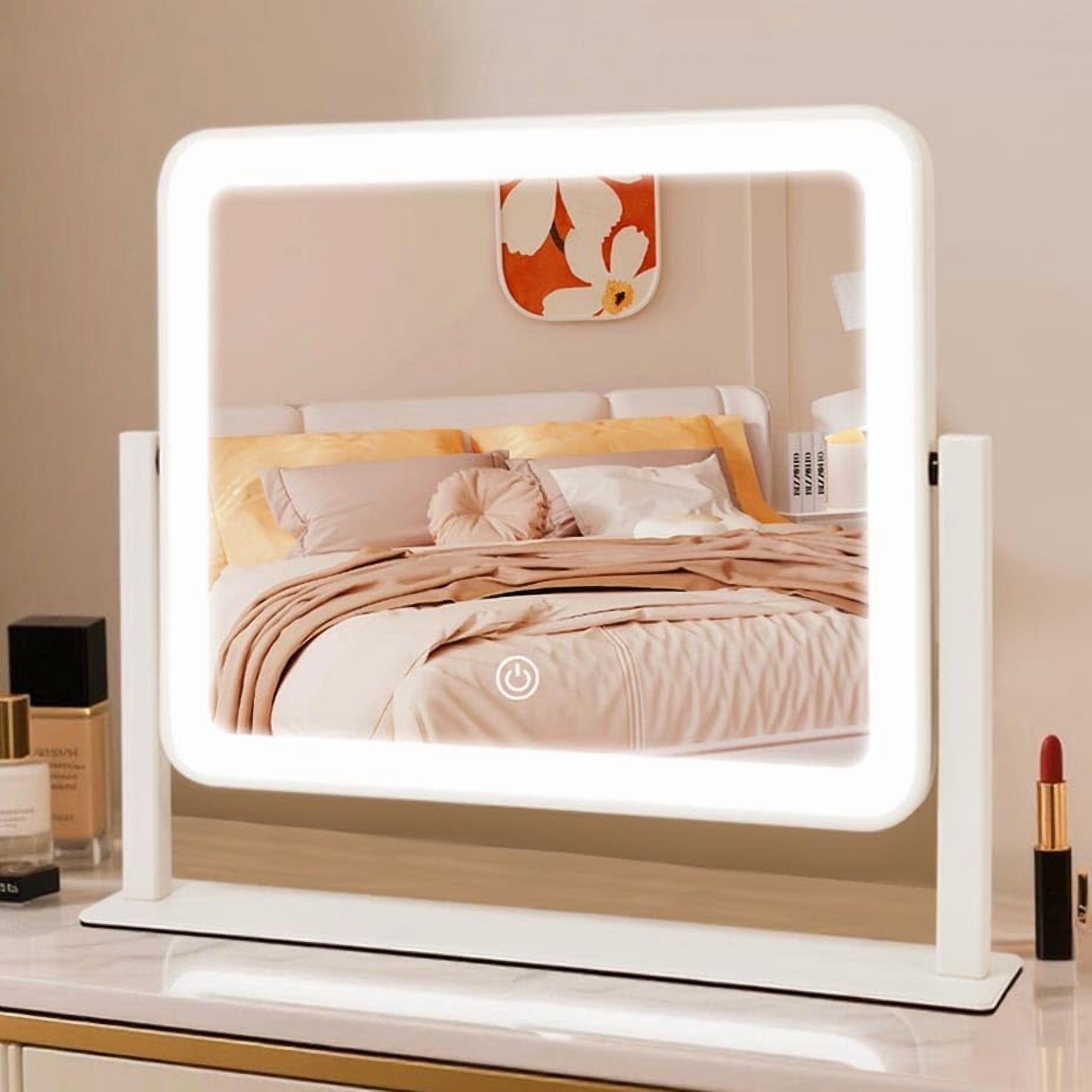 Rechargeable Vanity Mirror with Lights, 14"x12" LED Makeup Mirror ...