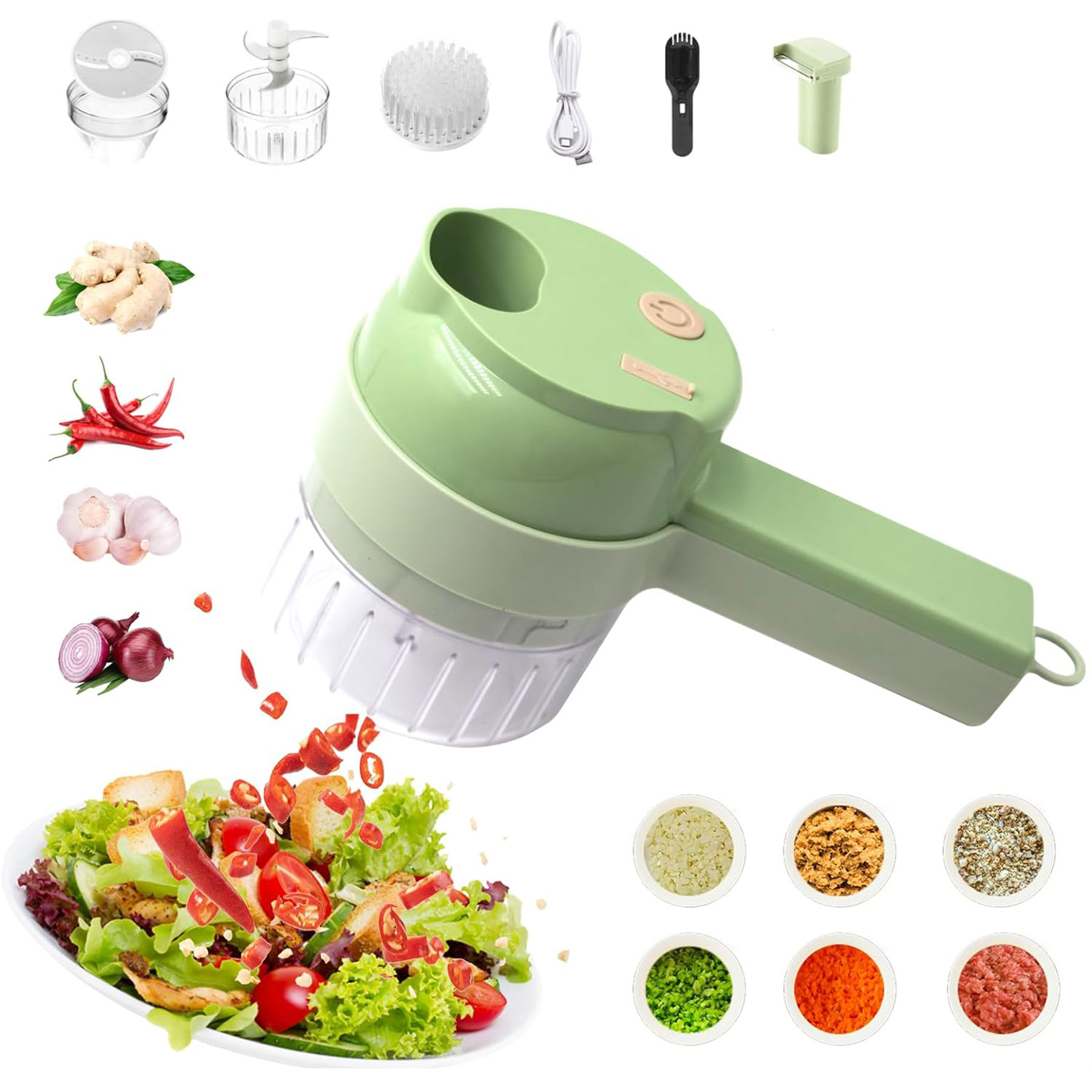 Electric Mini Garlic Chopper Small Wireless Food Processor Portable ...