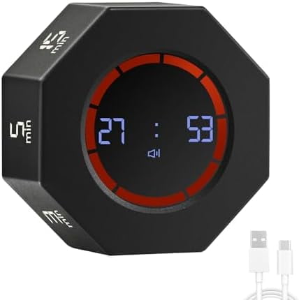 Rechargeable Visual Timer, 8-Angle Auto-Rotating Screen with Gravity ...
