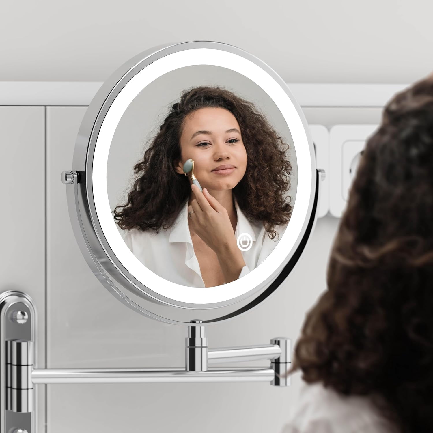 Rechargeable Wall Mounted Lighted Makeup Mirror with 3 Color Lights, 8 ...