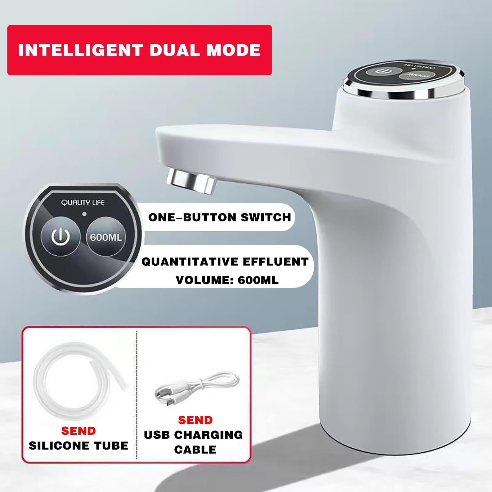 Rechargeable Water Dispenser, Portable Water Bottle Pump, for 3 4 and 5 ...