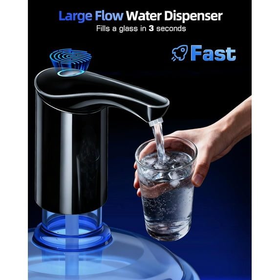 Rechargeable Water Dispenser Pump for 5 Gallon Bottle, Electric USB-C ...