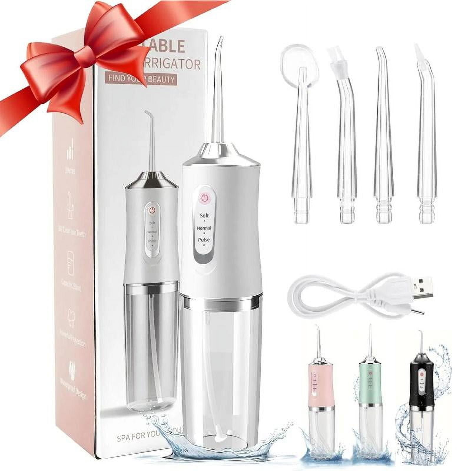 Rechargeable Water Flosser, Portable Oral Irrigator with 4 Counts Jet ...
