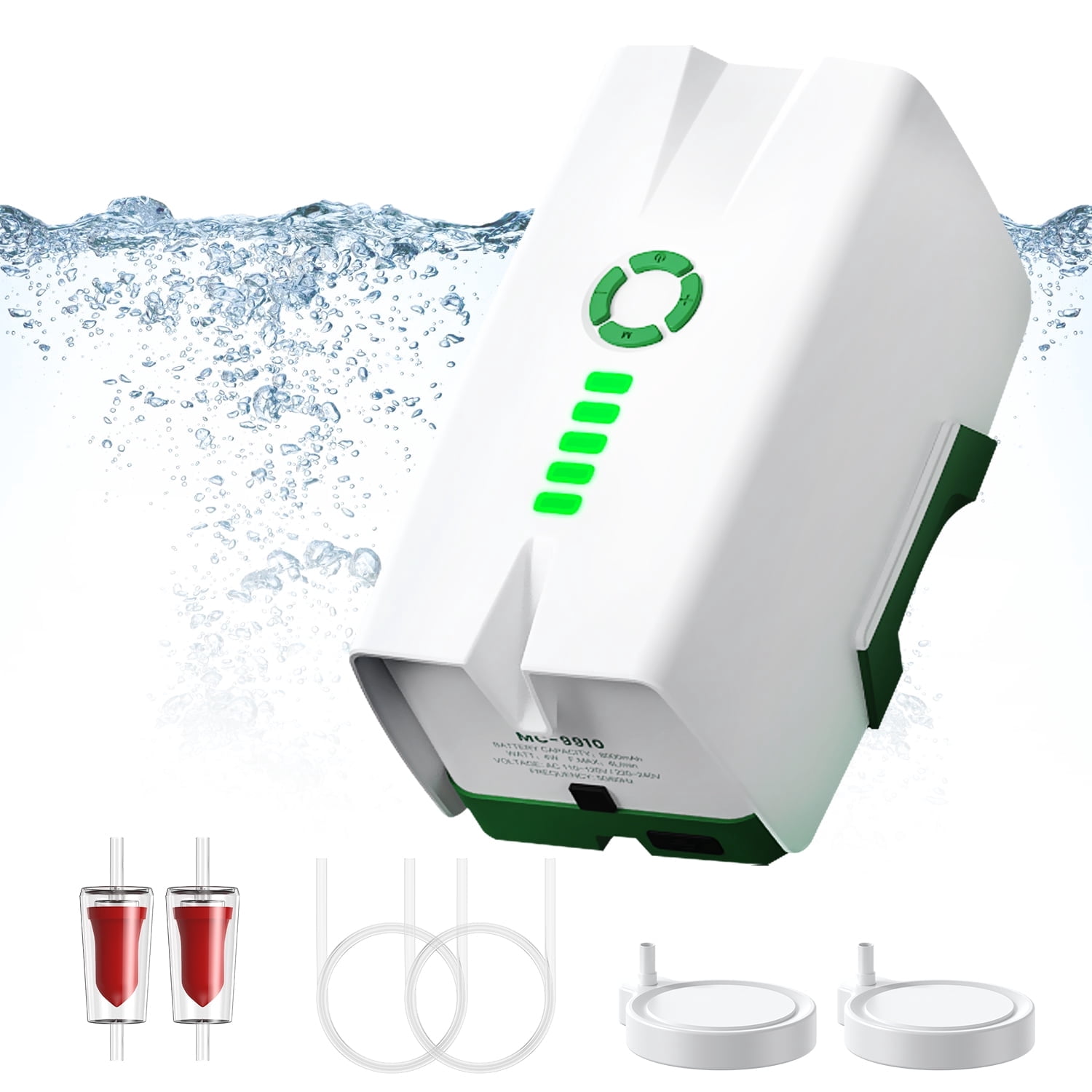 Rechargeable Whisper Quiet AC/DC Aquarium Air Pump AC Failure Sensor ...