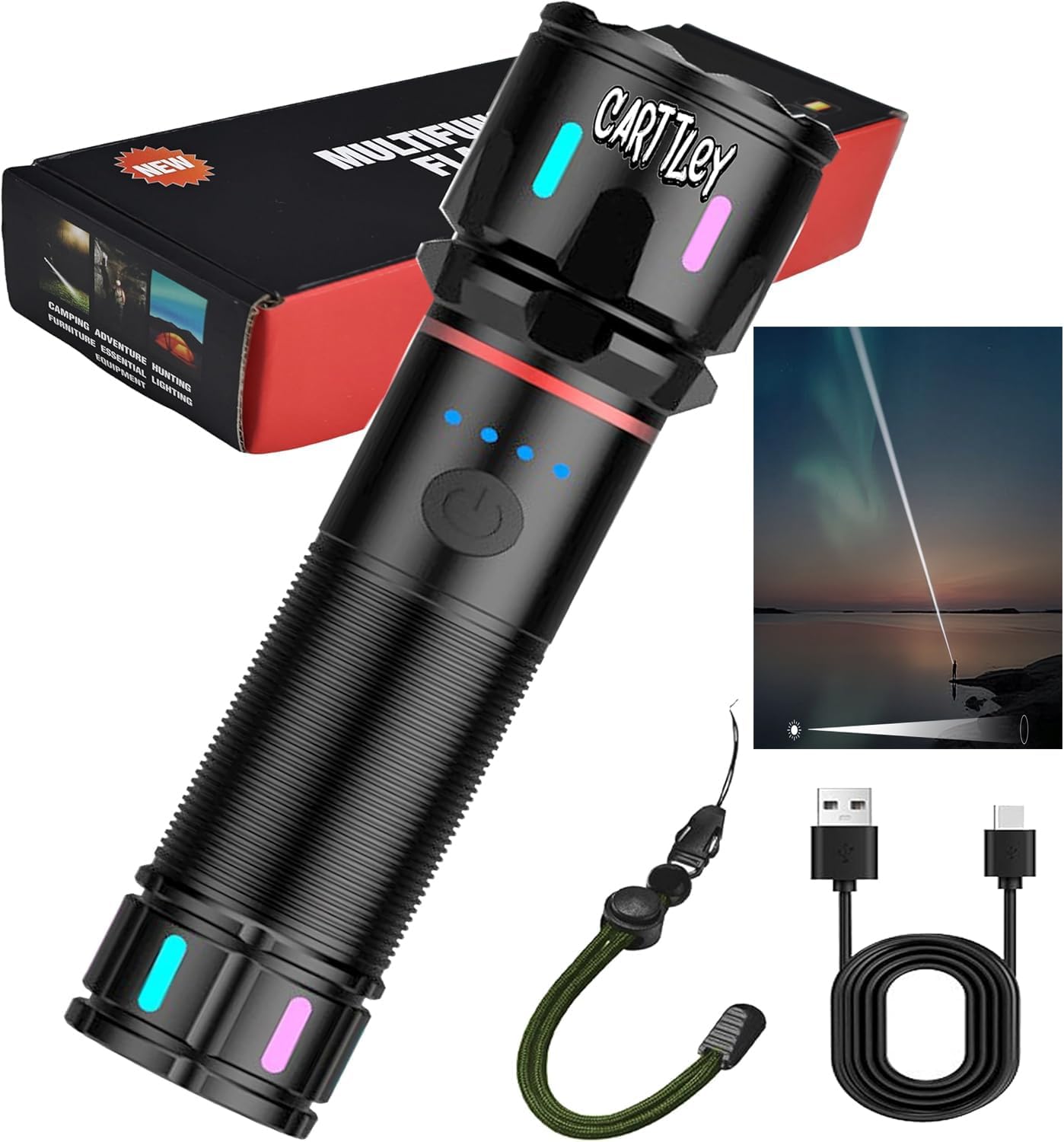 Rechargeable White Laser Super Battery Aluminum LED Flashlight, Body ...