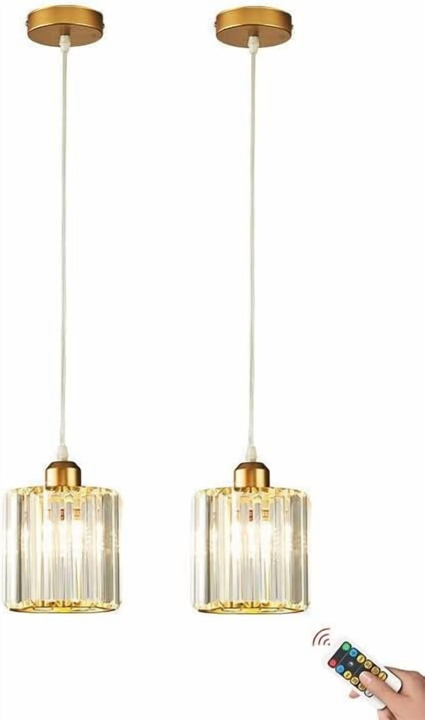 Rechargeable Wireless Battery Operated Pendant Light with Bulb & Remote ...