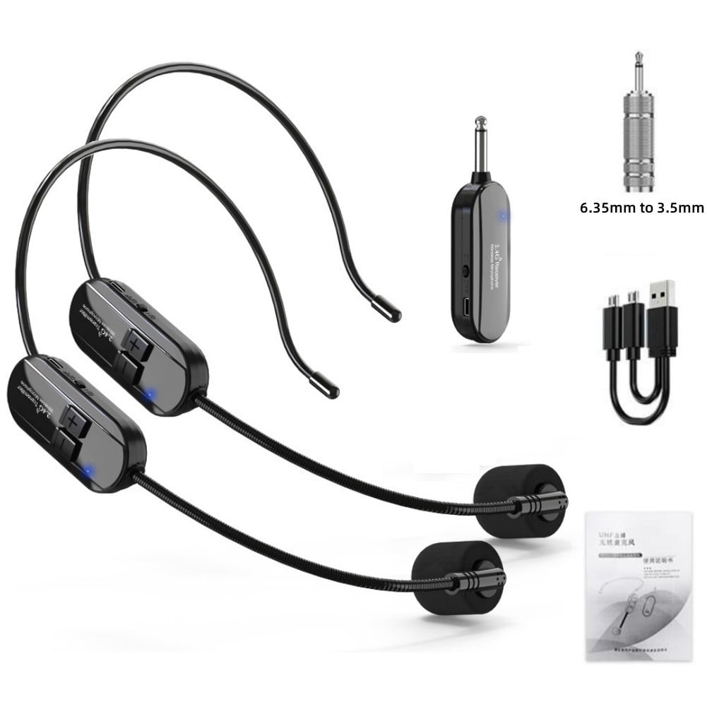 Rechargeable Wireless Headset Microphone Long Range Clear Sound Quality ...