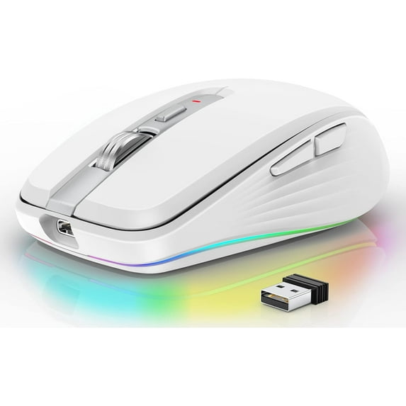 Rechargeable Wireless Mouse, Dual Mode Mouse with RGB Lights, 2.4G ...